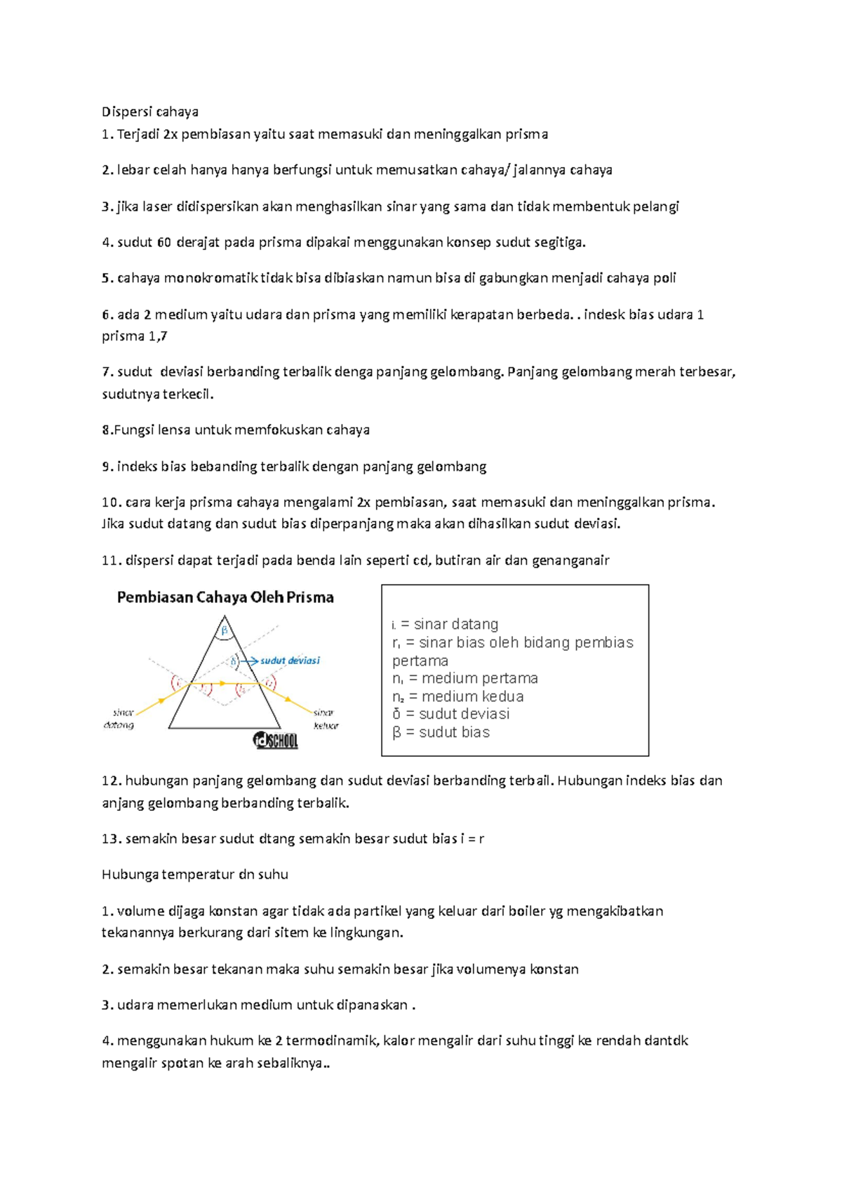 Dispersi cahaya - Dispersi cahaya Terjadi 2x pembiasan yaitu saat ...