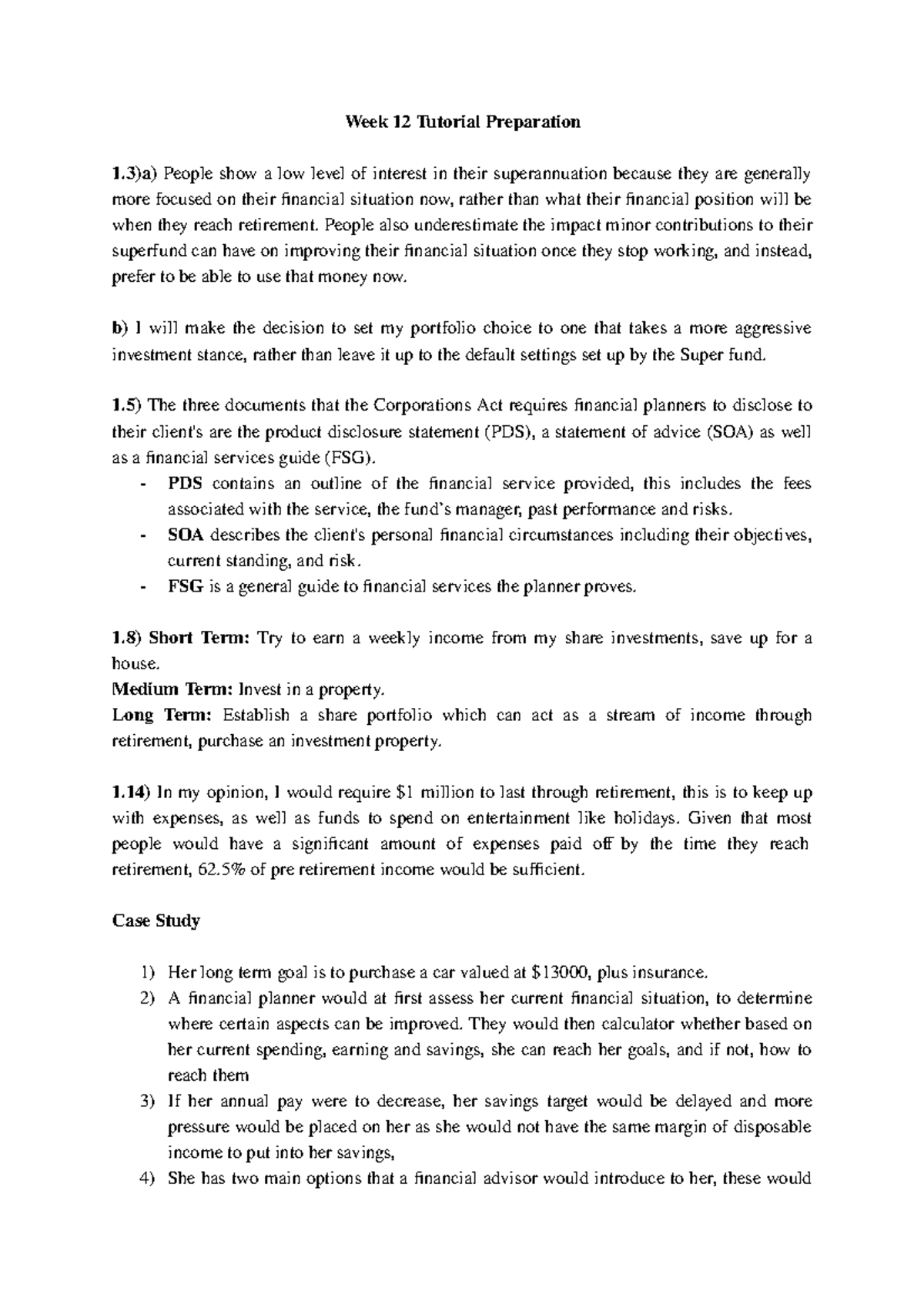 Week 12 Tutorial Work - Week 12 Tutorial Preparation 1)a) People show a ...