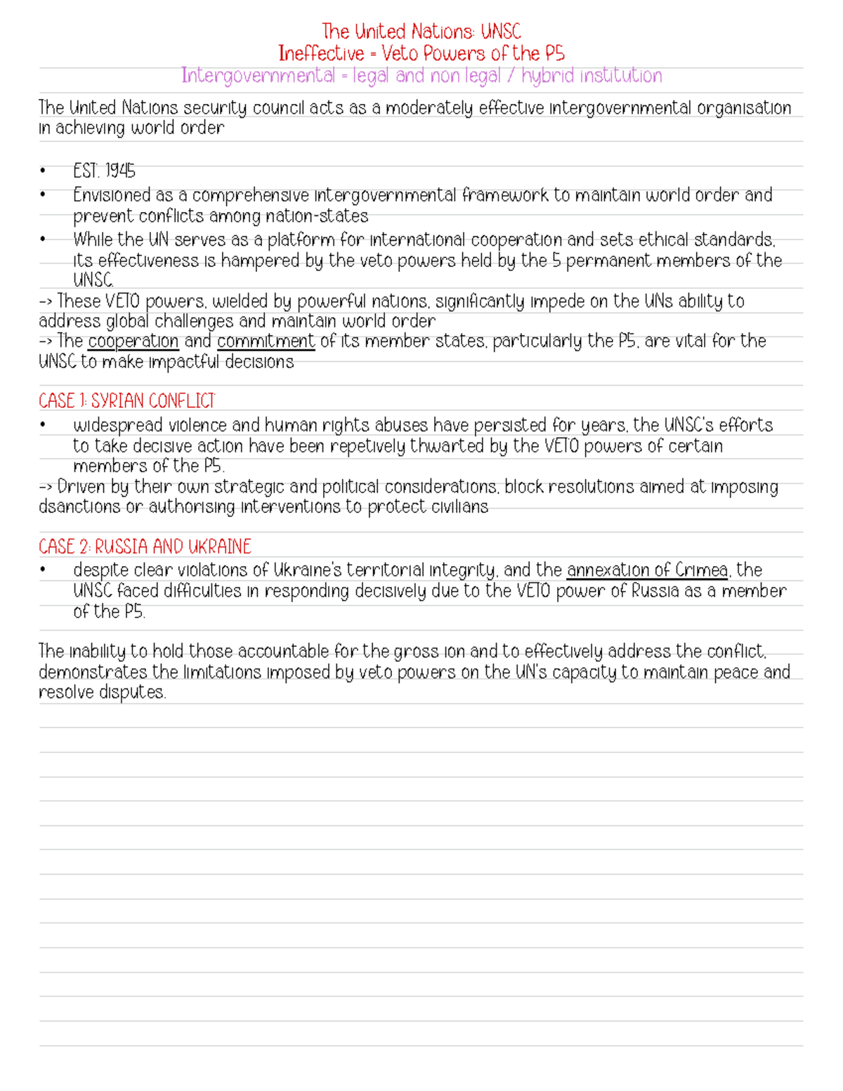 World Order - Para - The United Nations: UNSC Ineffective = Veto Powers ...