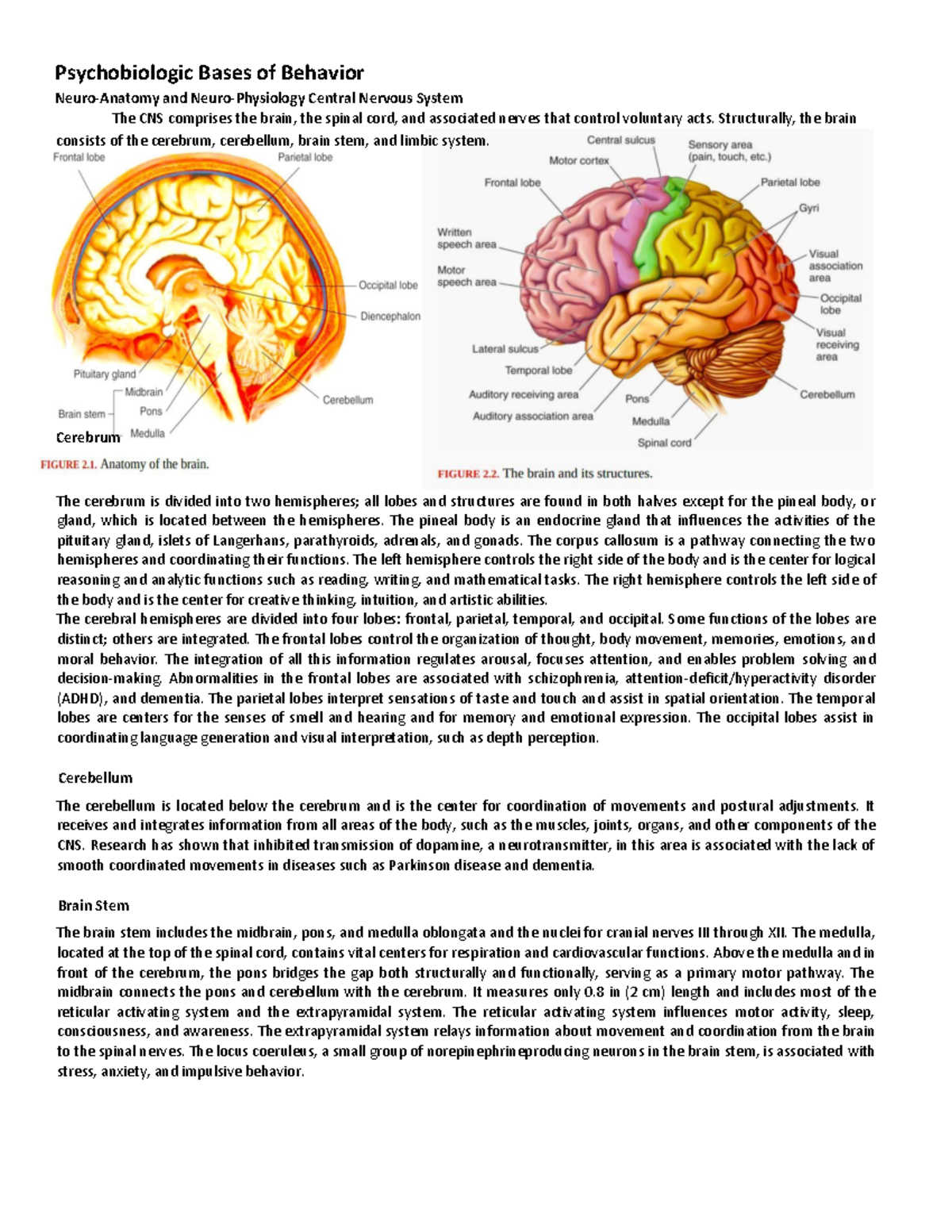 Psychobiologic Bases of Behavior - Psychobiologic Bases of Behavior ...