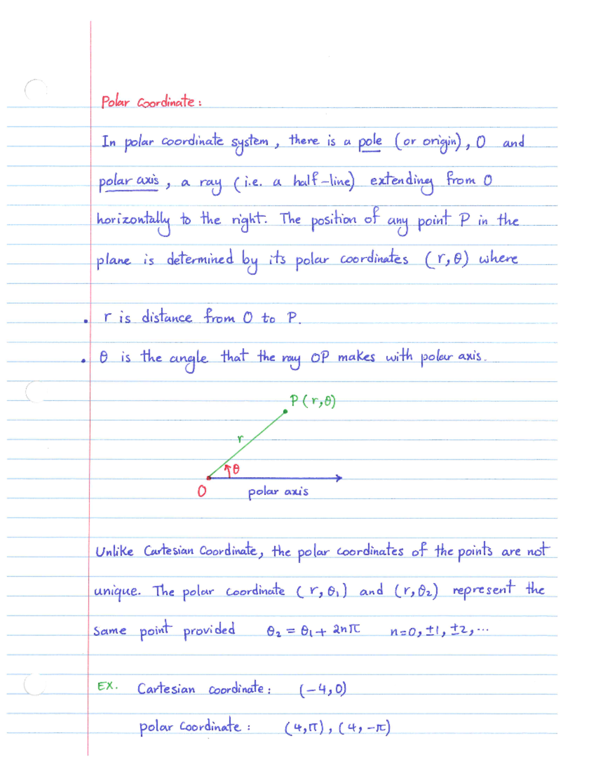 19. Polar Curves - Notes - Polar coordinate: In polar coordinate system ...
