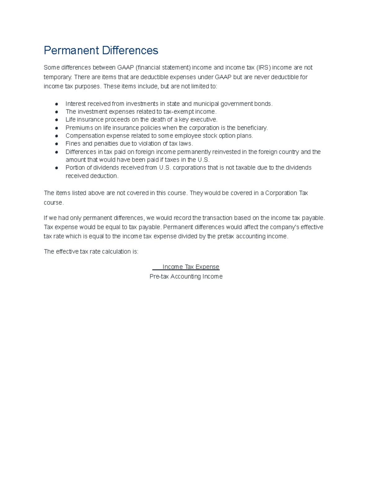 Permanent Differences - Permanent Differences Some differences between ...