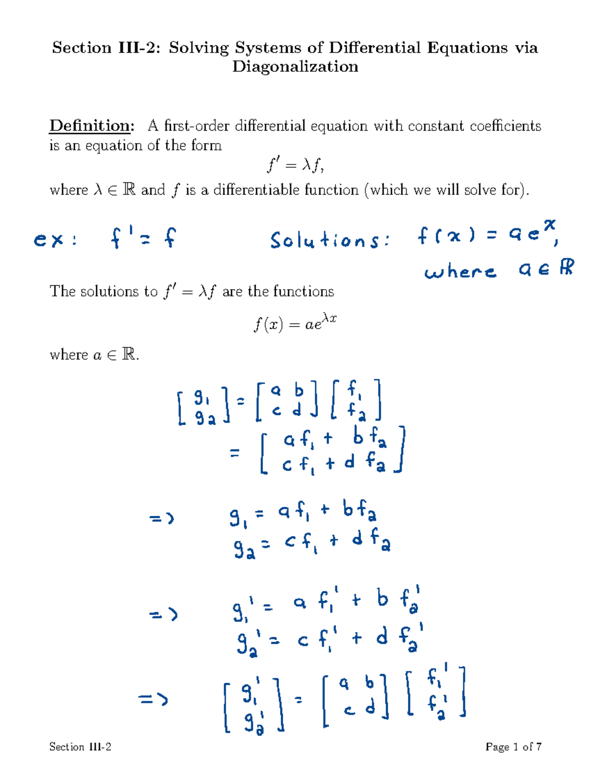 Section III-2 Good Copy - Section III-2: Solving Systems of ...