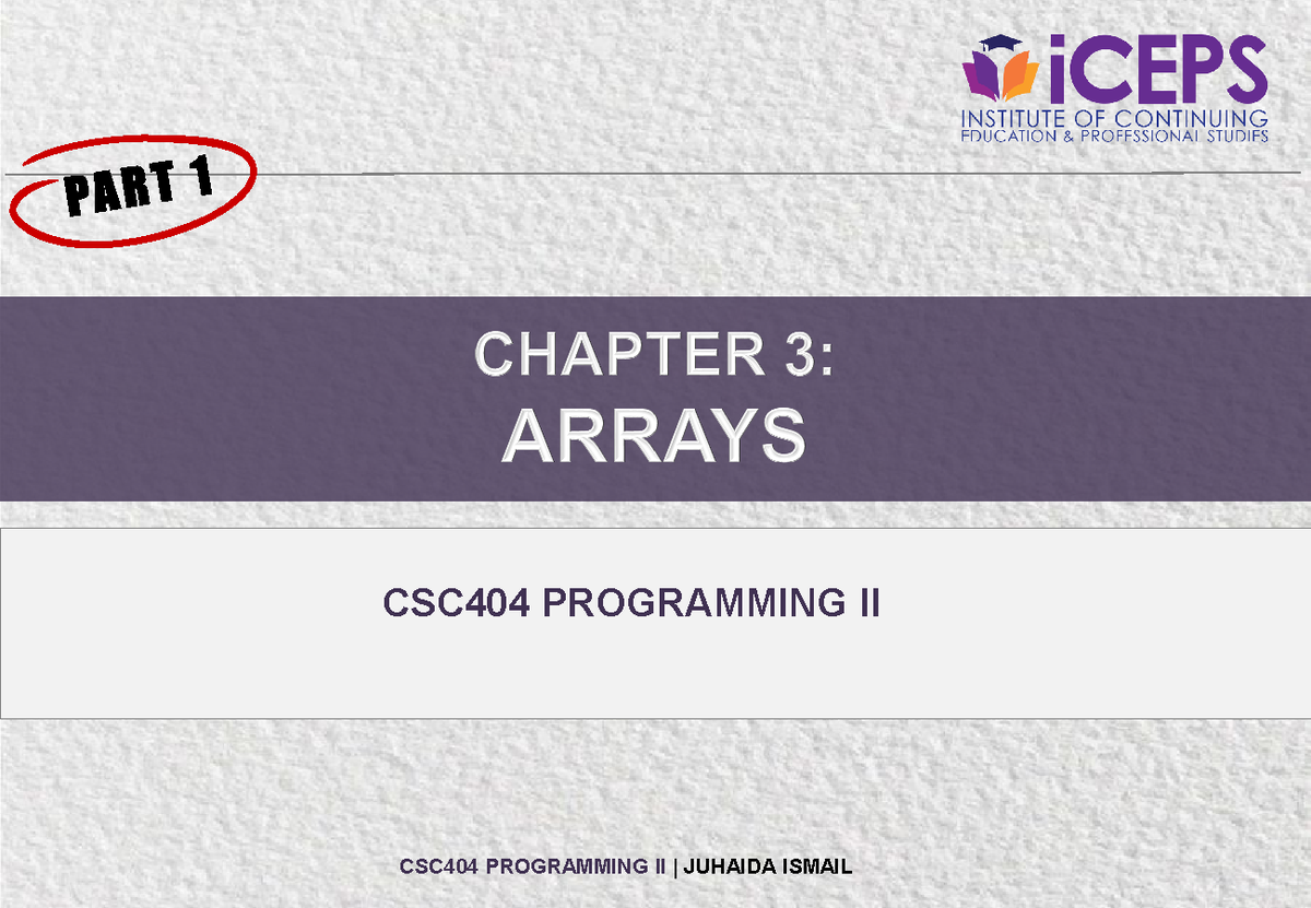 Ch3p1 Array Summary Computer And Information Processing Csc404 Programming Ii Csc404
