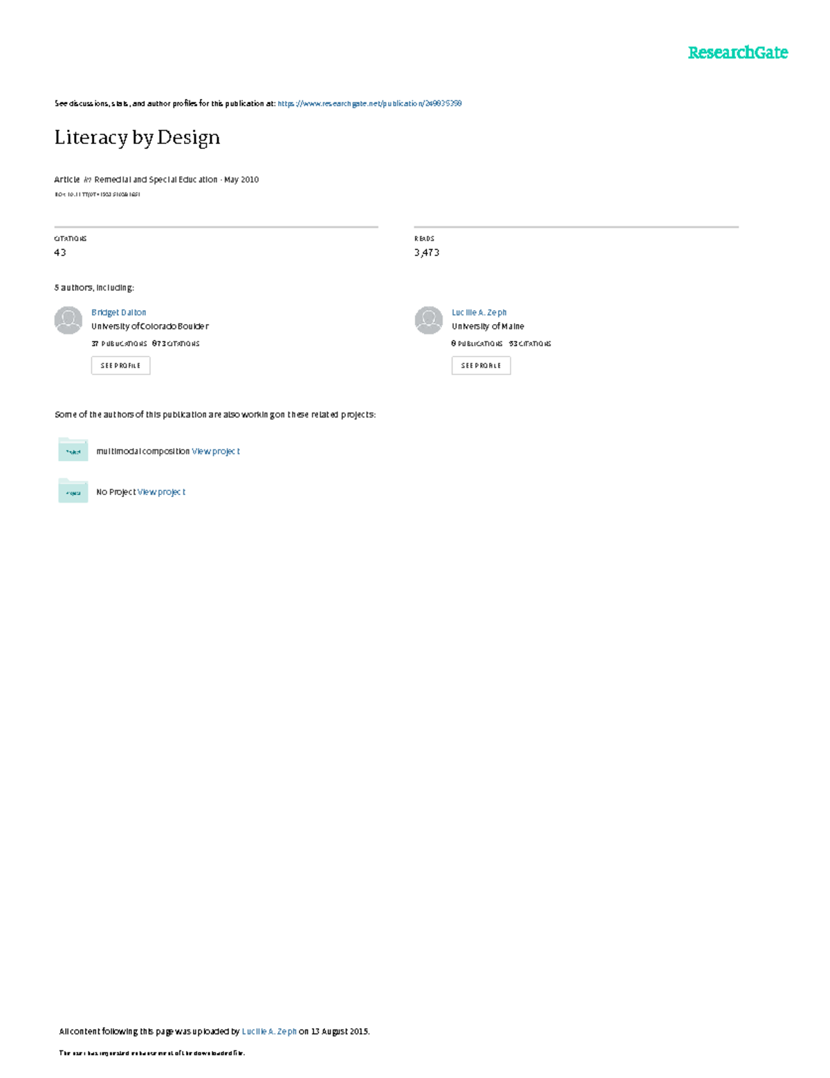 Literacy by Design - See discussions, stats, and author profiles for ...