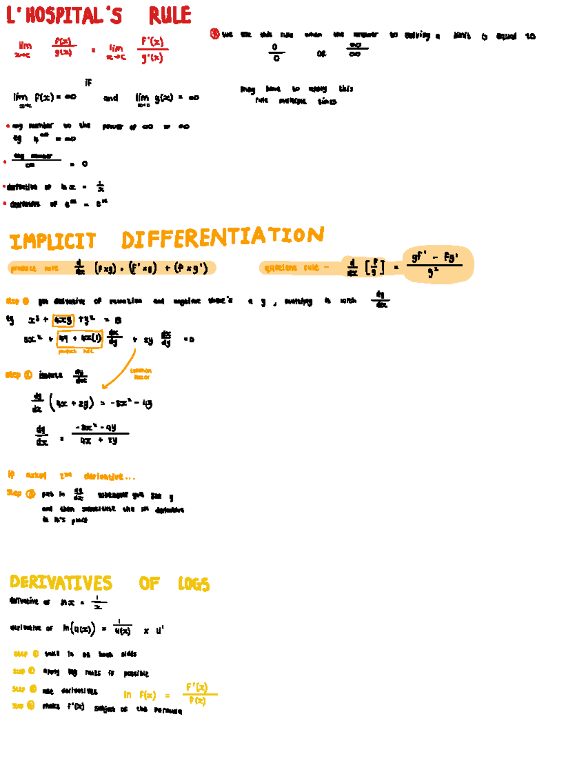 Maths bio 124 chapter summaries - HOSPITAL'S RULE f we use this rule ...