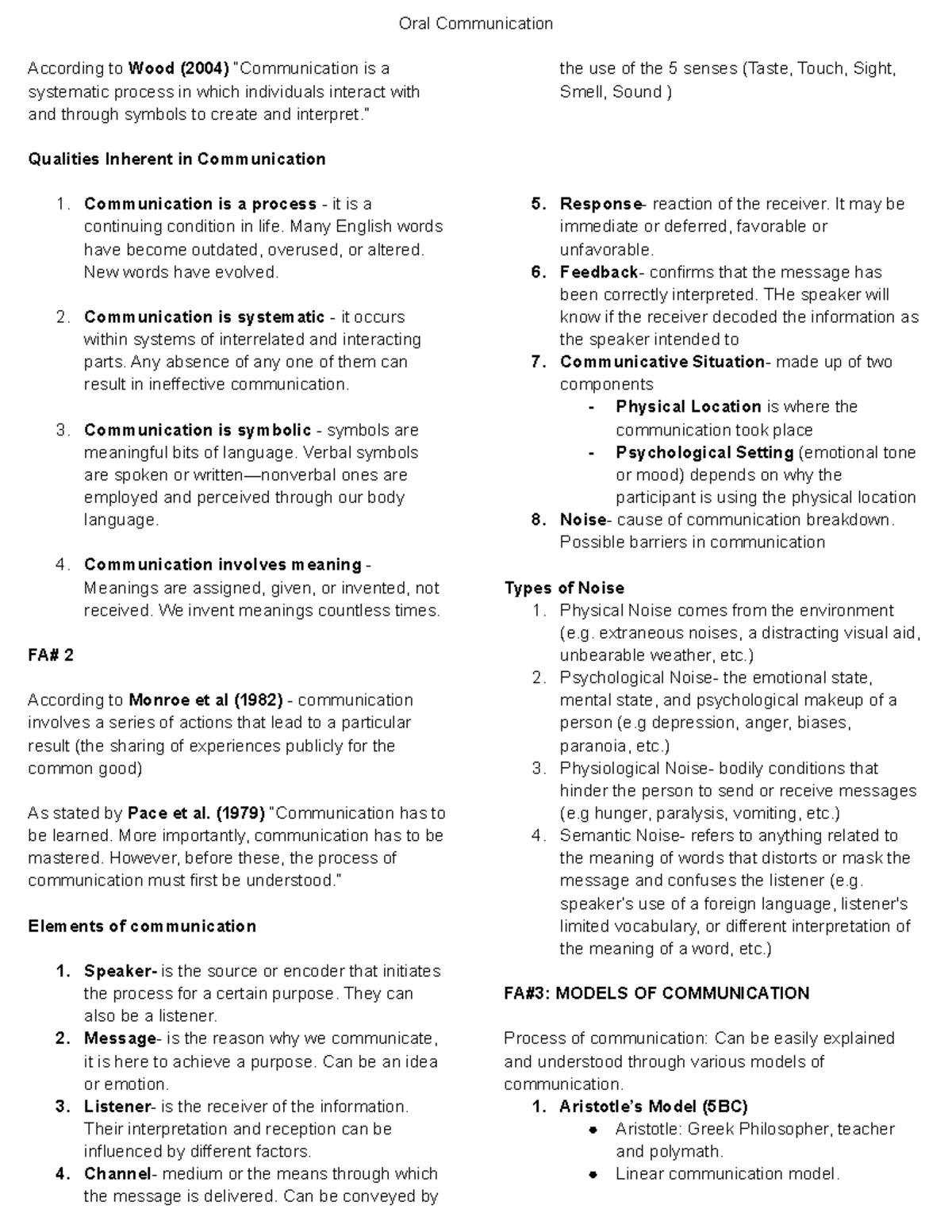 Reviewer In Oral Communication Oral Communication According To Wood