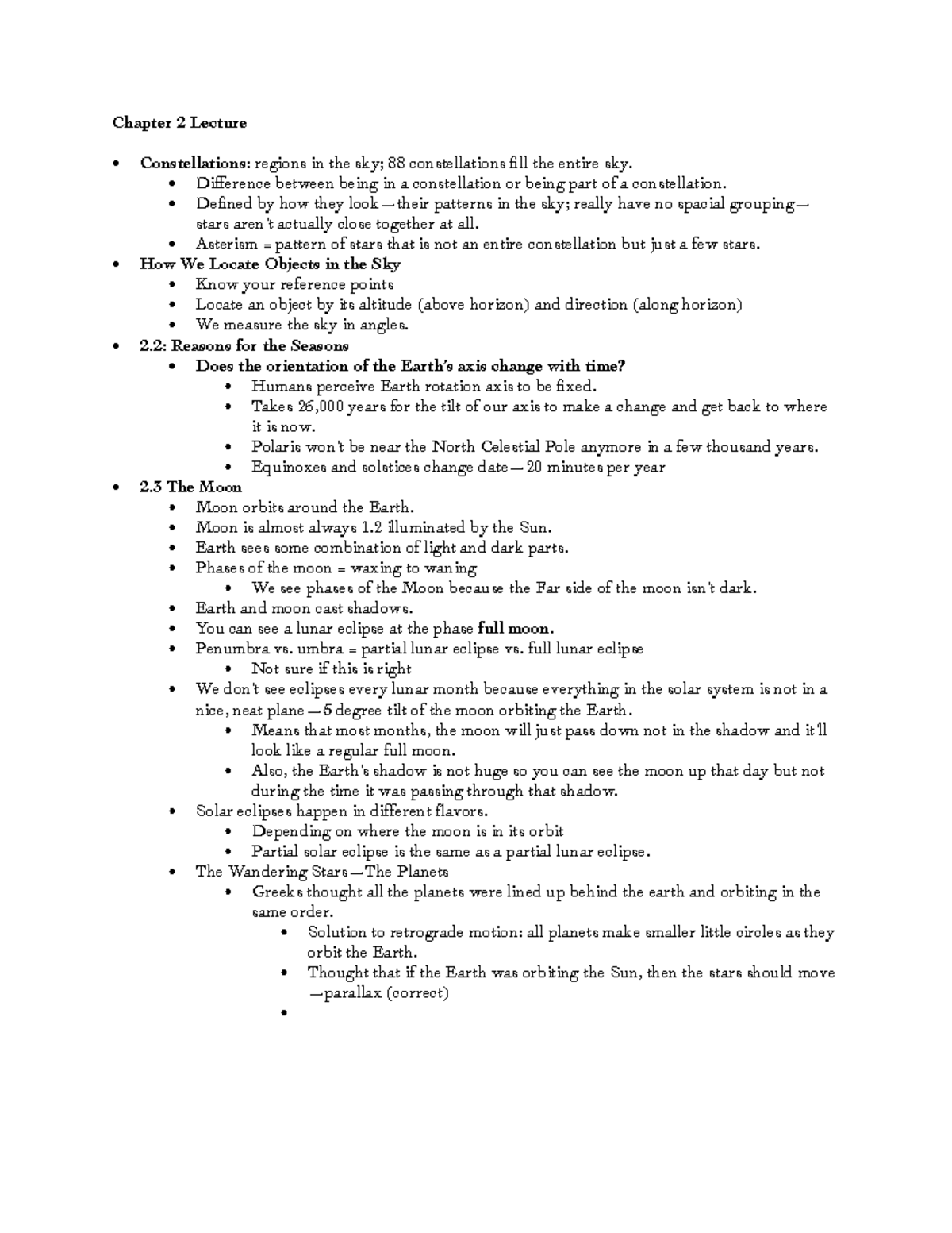 Chapter 2 Lecture - Chapter 2 Lecture Constellations: regions in the 88 ...