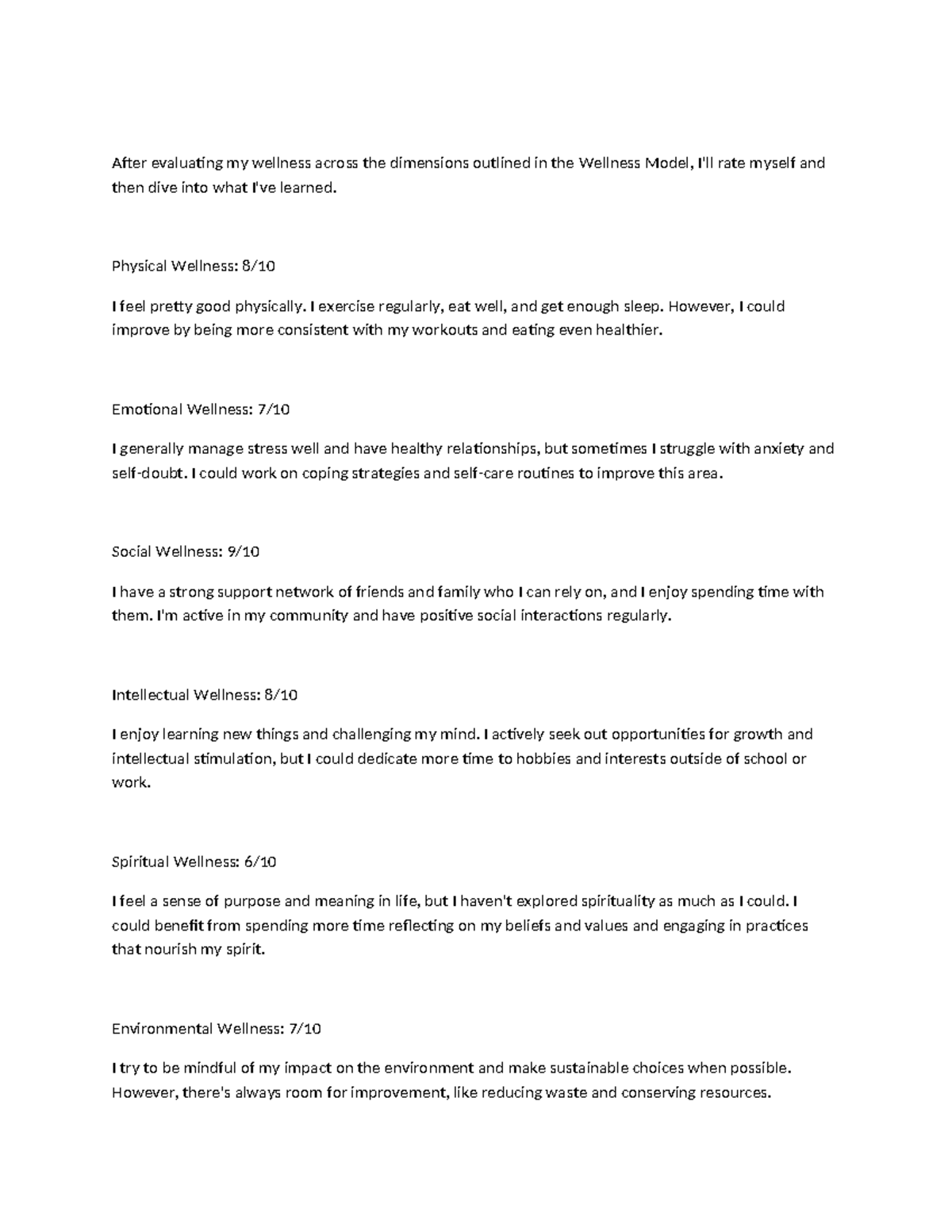 After evaluatin-WPS Office - After evaluating my wellness across the ...