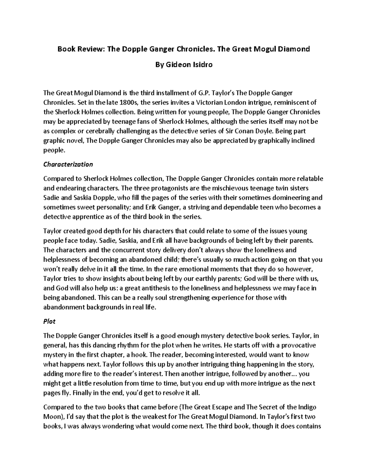 Iew The Dopple Ganger Chronicles The Great Mogul Diamond - Book Review ...