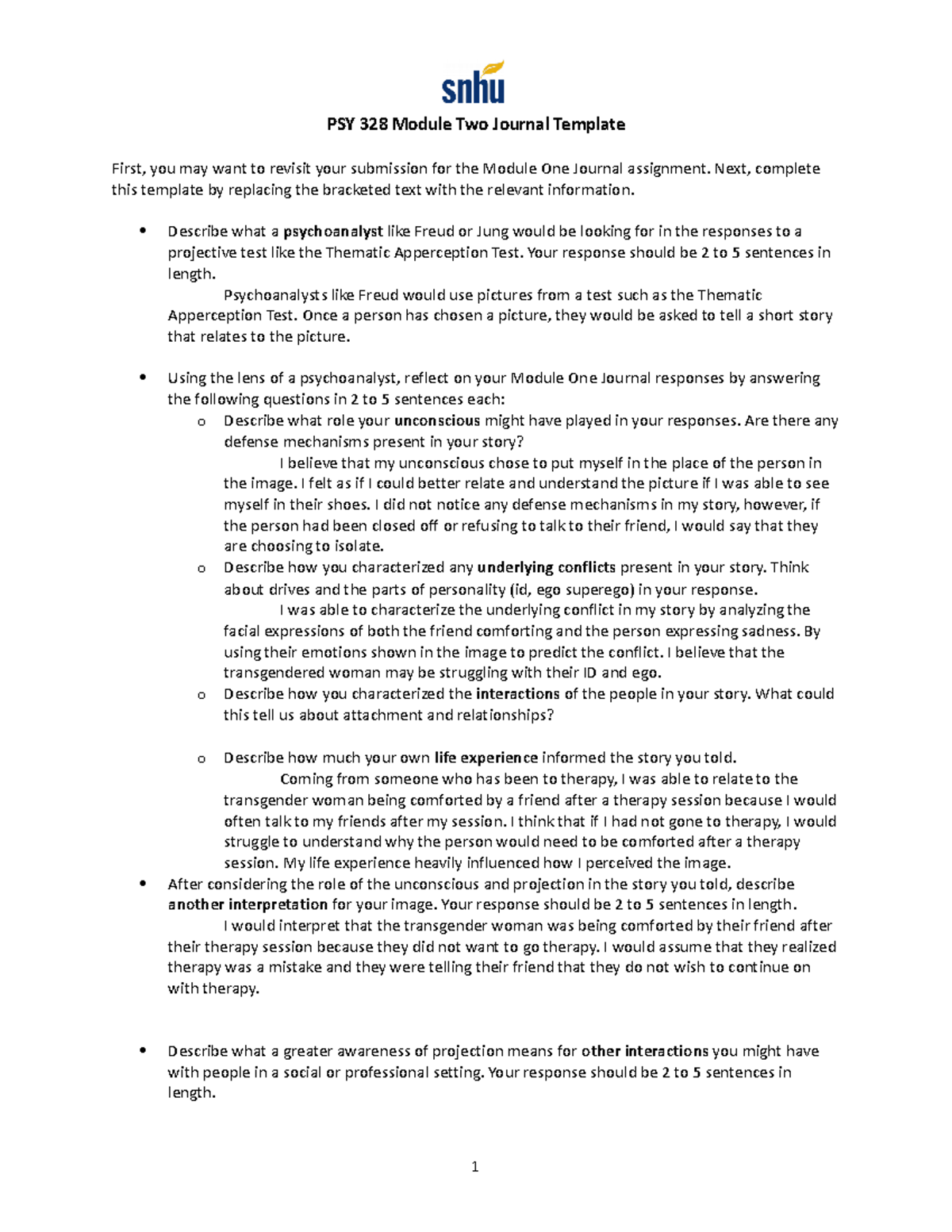 PSY 328 Module Two Journal Template - PSY 328 Module Two Journal ...