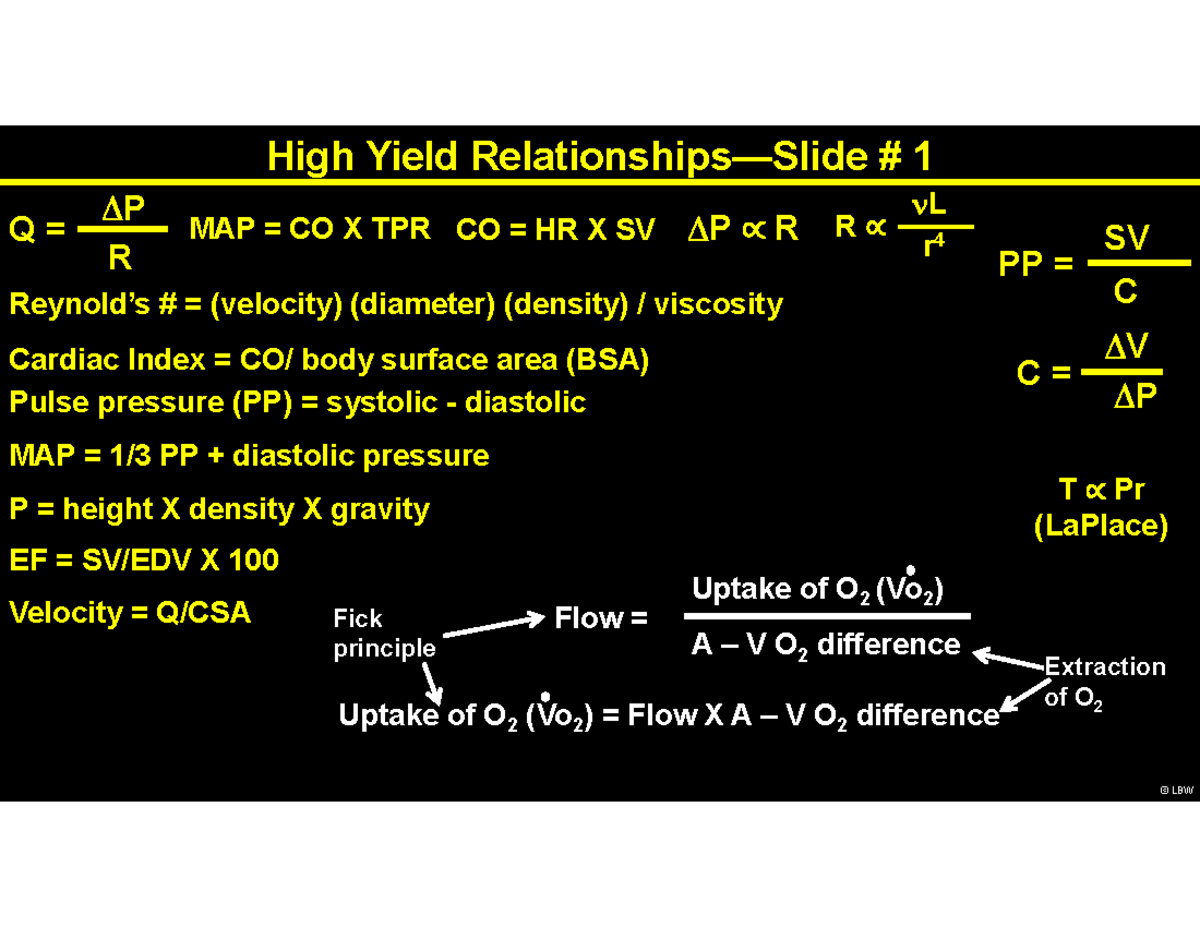Physio xtra slides color - High Yield Relationships—Slide # 1 Q = P R ...