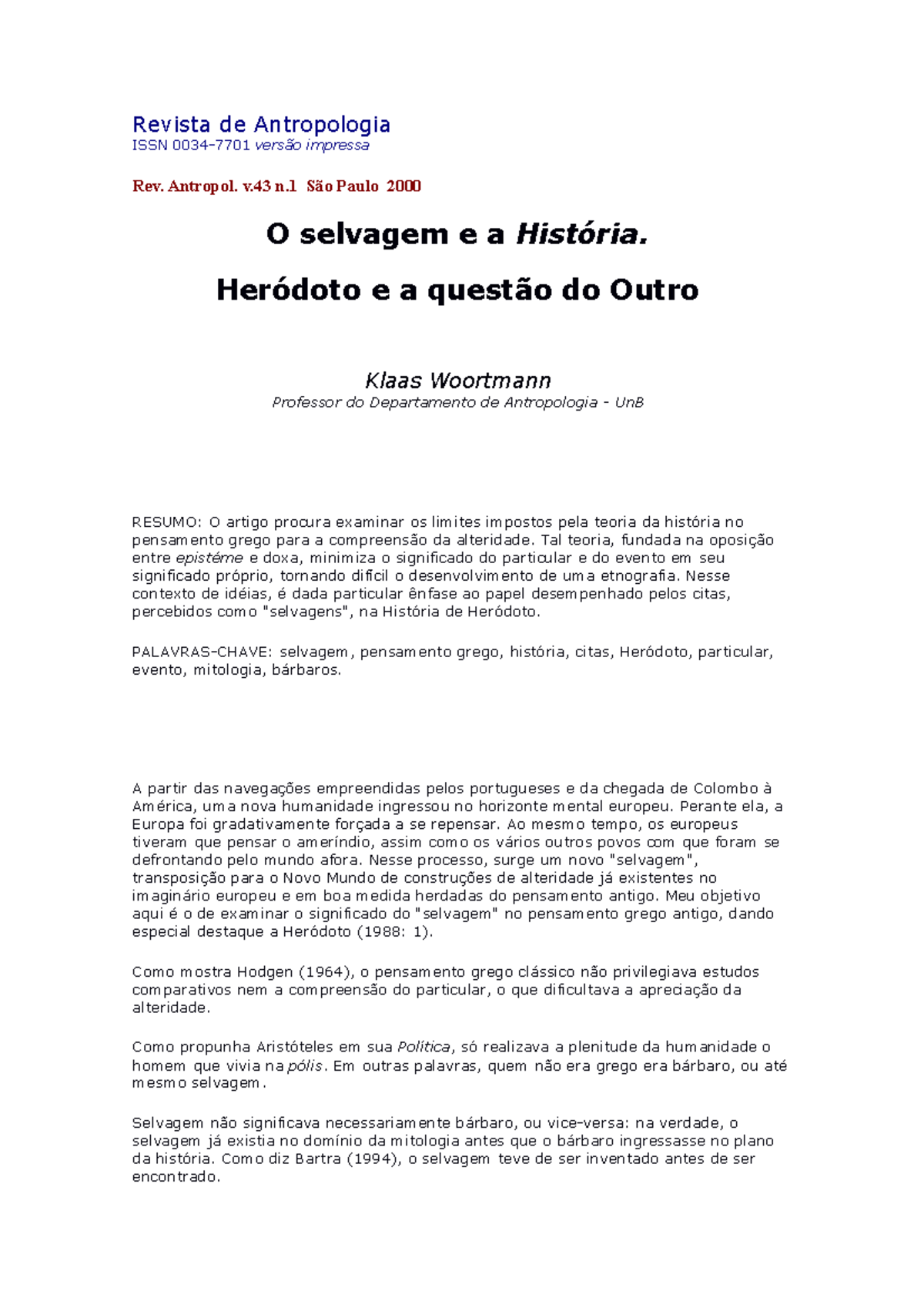 621931209 Woortmann Klaas O Selvagem e a Historia - Revista de ...