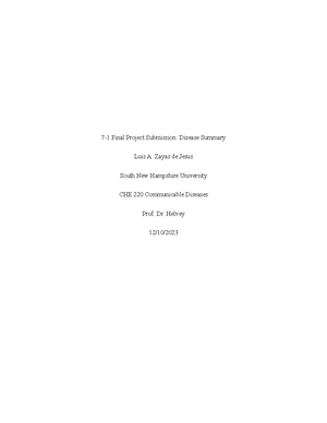 Milestone three che 220 prevention - Luis A. Zayas de Jesus South New ...