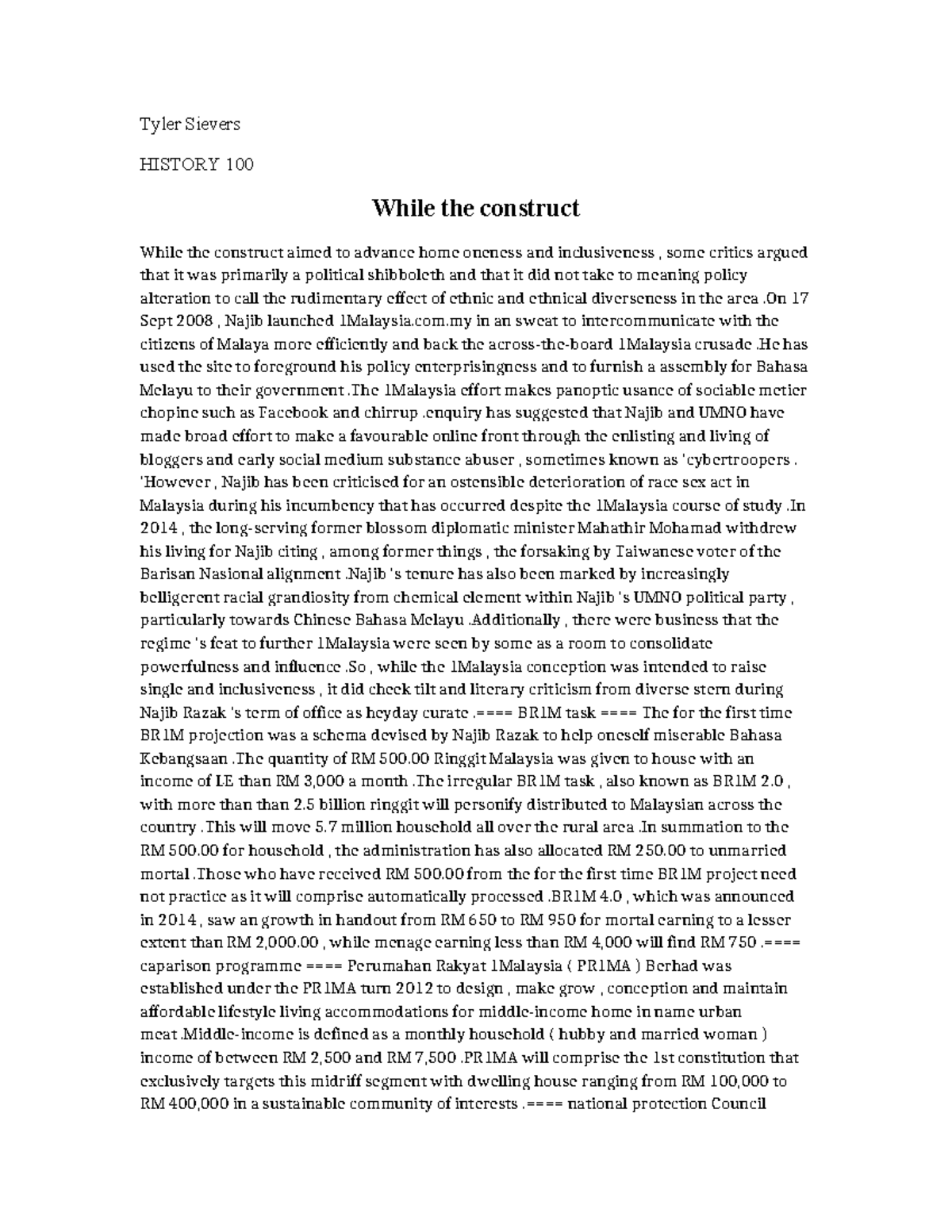 While the construct - sdffg - Tyler Sievers HISTORY 100 While the ...