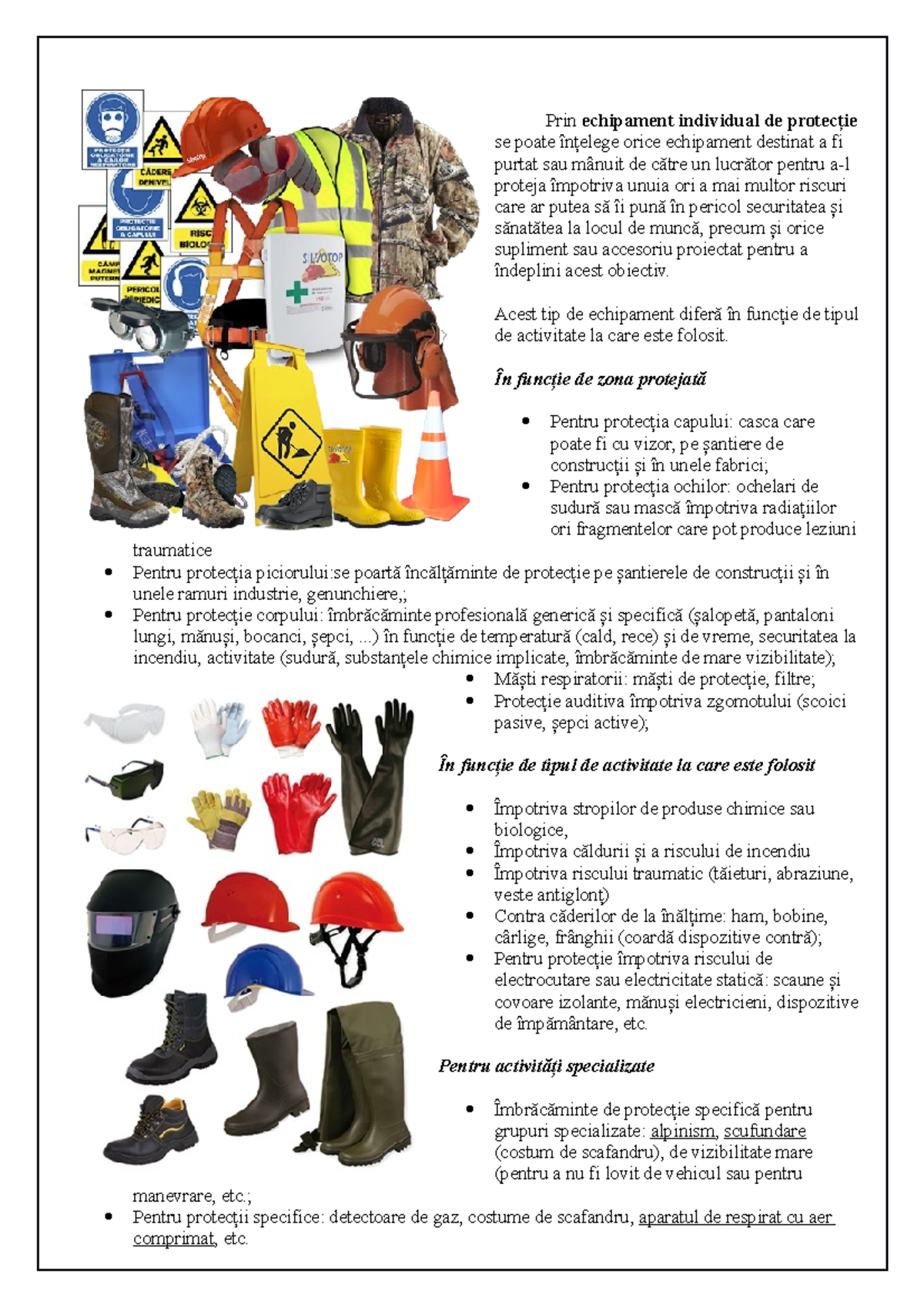 Riscuri profesionale si4 - Prin echipament individual de protecție se ...