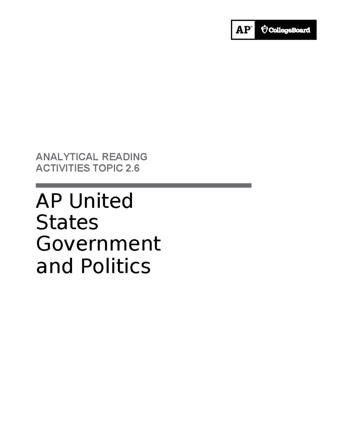 ARA Fed 70 - Need notes - ANALYTICAL READING ACTIVITIES TOPIC 2. AP ...