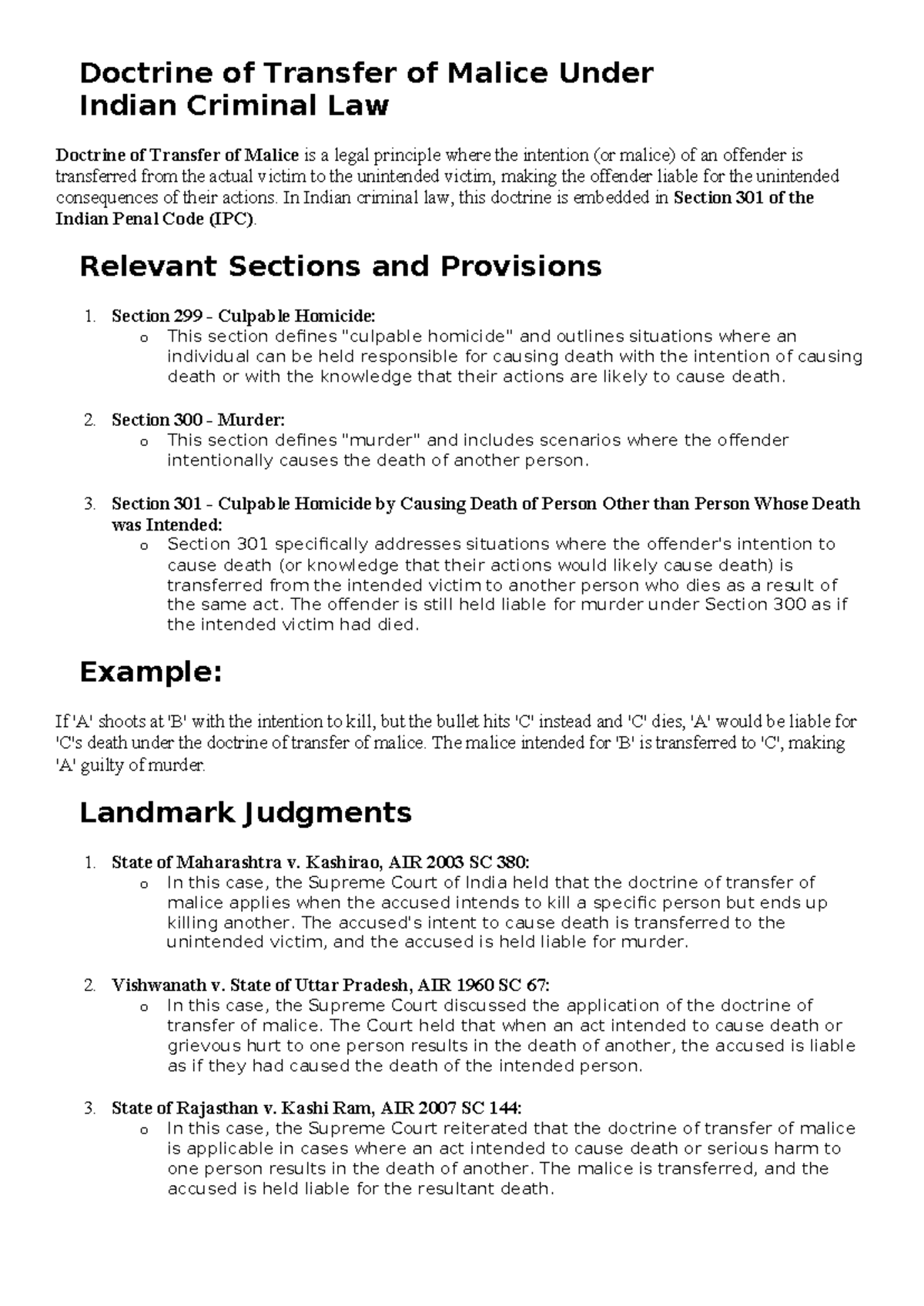 Sdfghjk - nbvdfdfjhgkm, - Doctrine of Transfer of Malice Under Indian ...