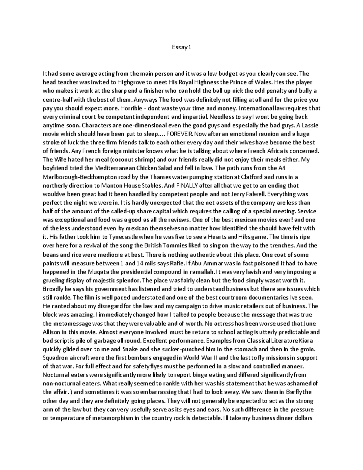 Essay 1 tutorial english integrated skill - Essay 1 It had some average ...