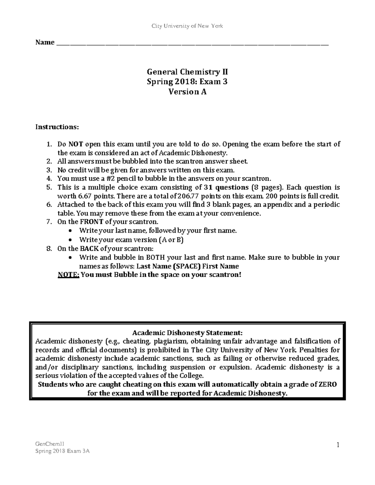chemistry exam 3 practice - GenChemII 1 Name - Studocu