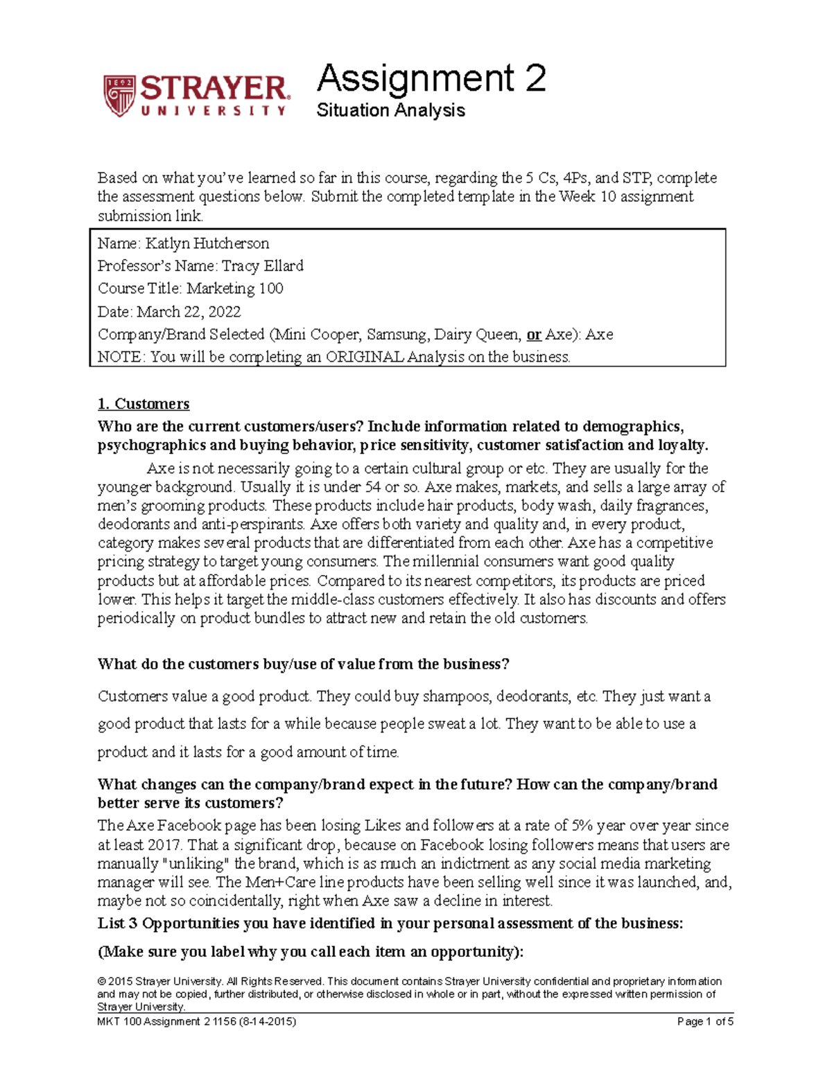 Cf situational analysis assignment 2 - Situation Analysis Based on what ...