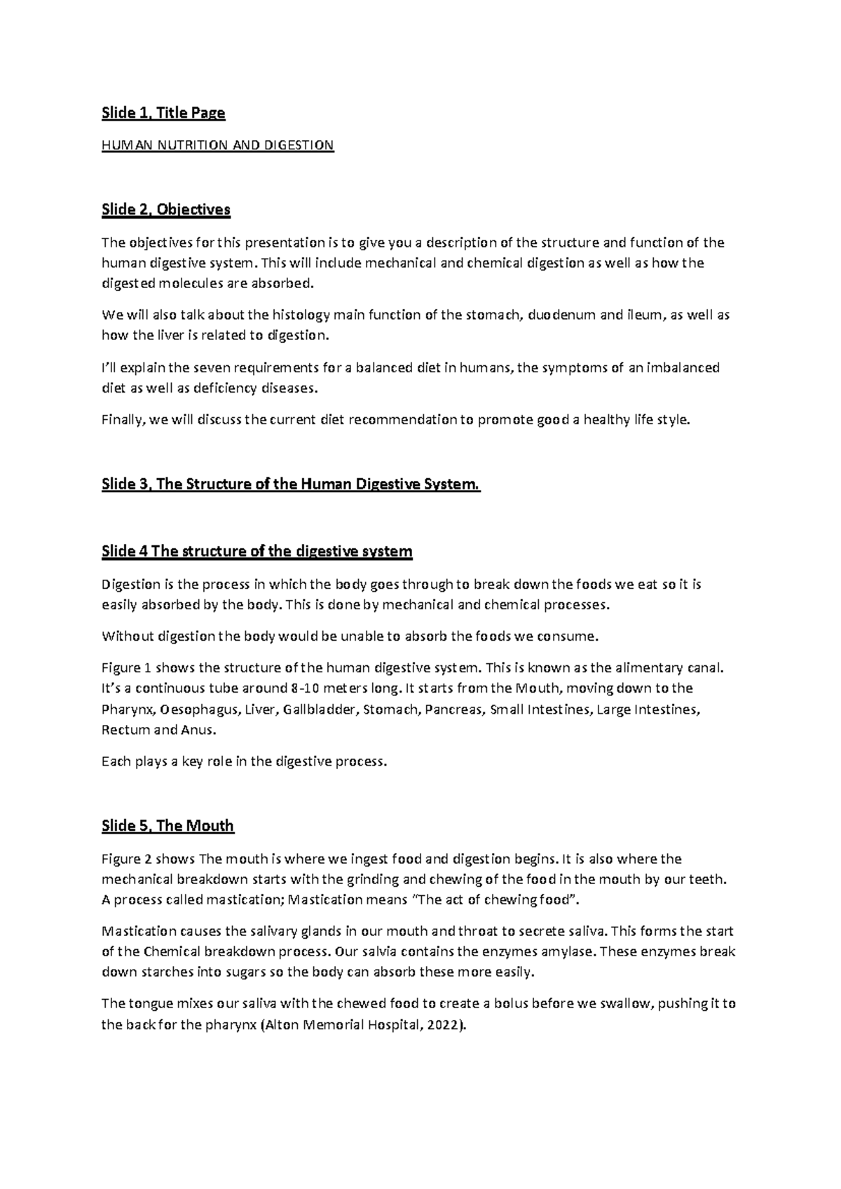 Updated Course - Unit 9 - Nutrition & Digestion Presentation Script ...