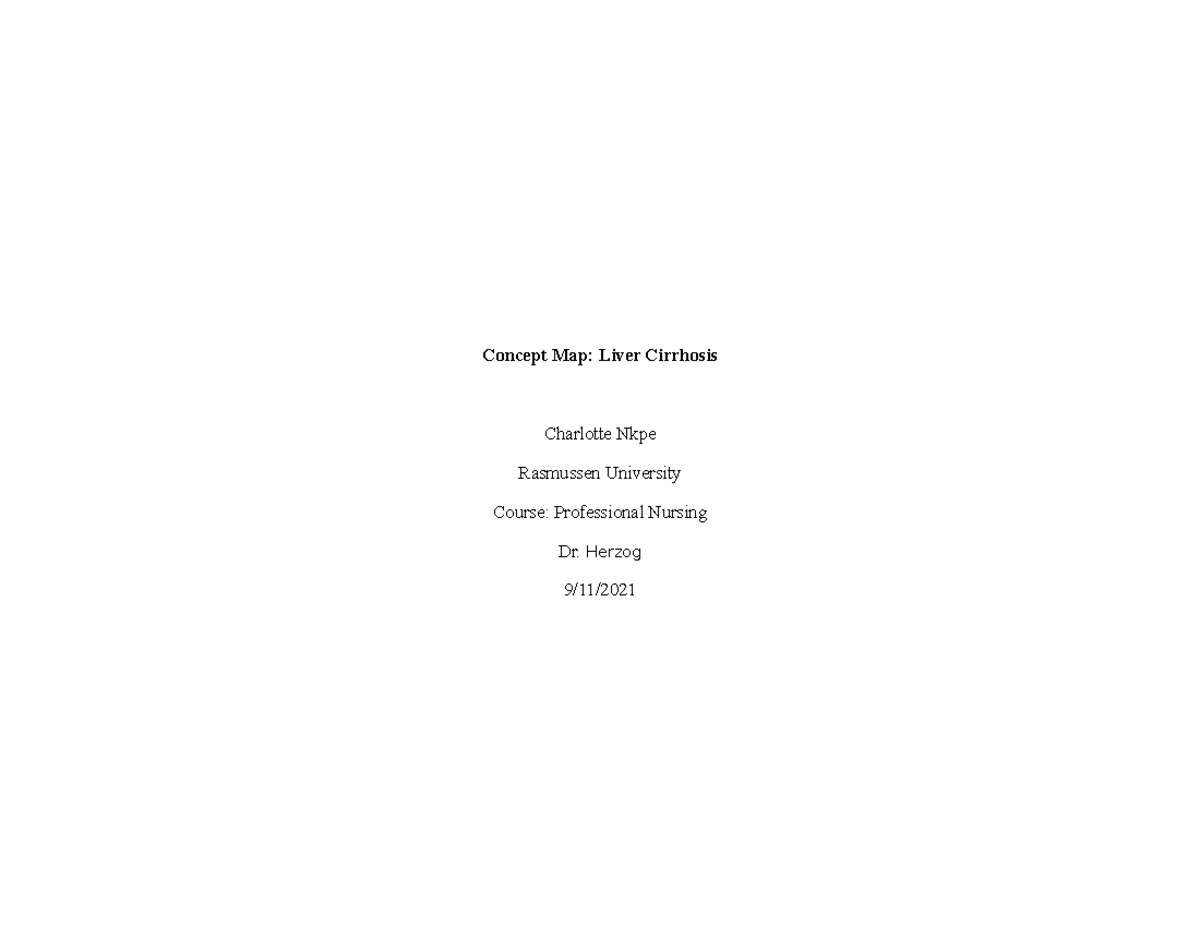 PN3- Module 10 Written Assignment - Concept Map-Liver cirrhosis ...