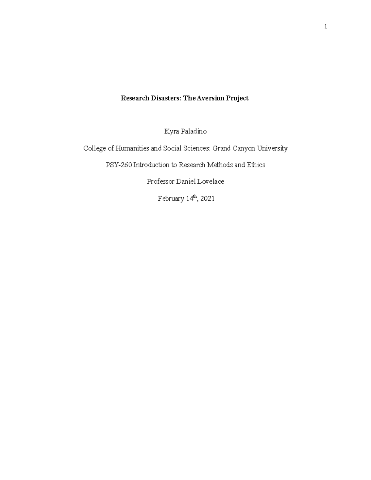 Research Disasters - Grade: A - Research Disasters: The Aversion ...