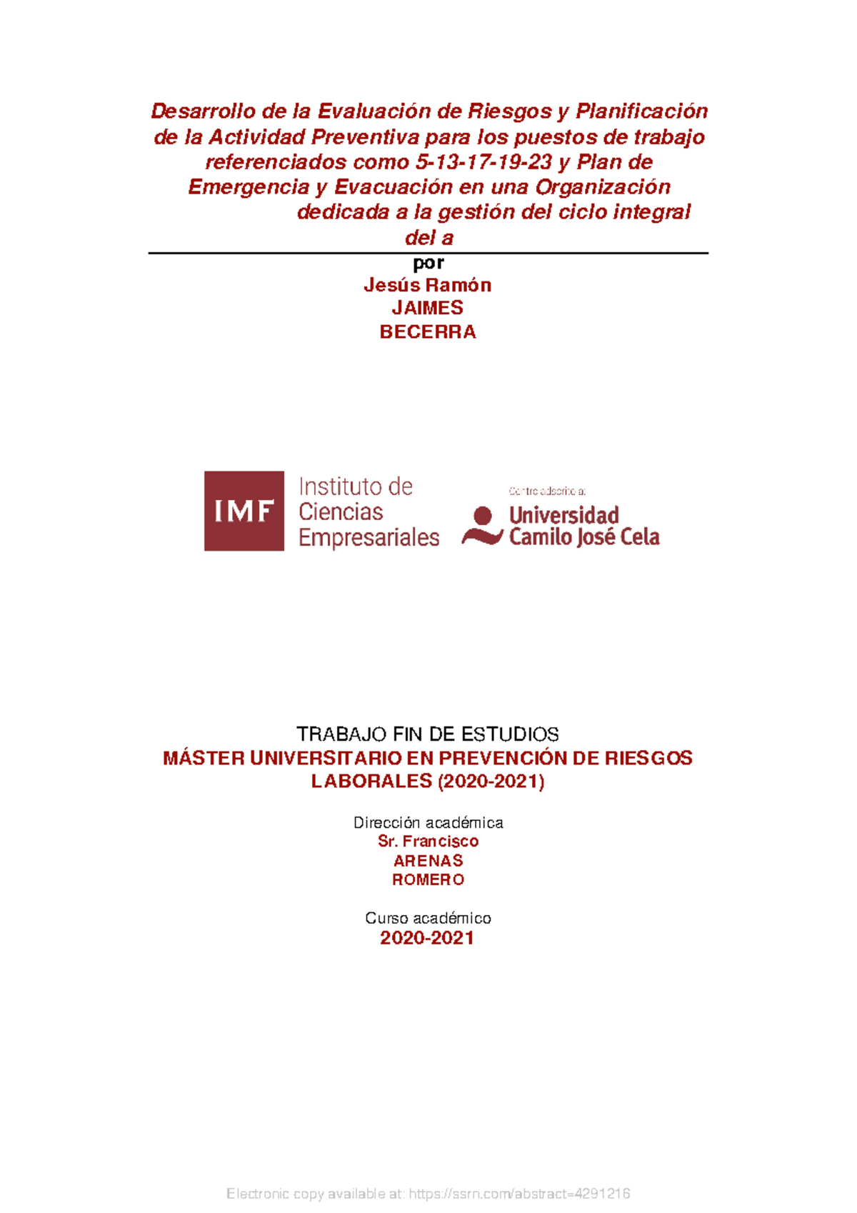 Ejemplo DE TFM - Resumen Técnicas de Prevención de Riesgos Laborales ...