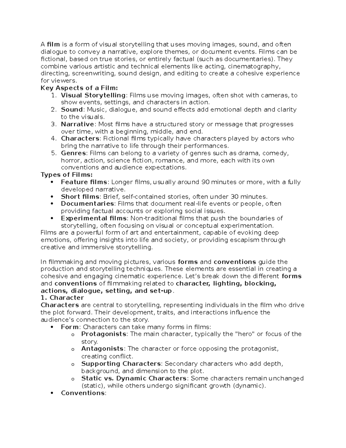 Film Forms and Conventions of Film - A film is a form of visual ...