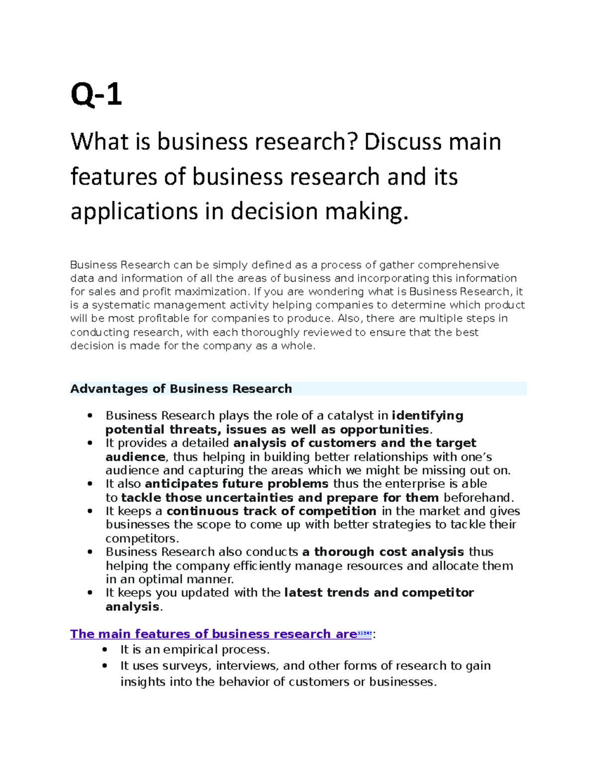 Paper 3 Business Research Method - Q- What is business research ...