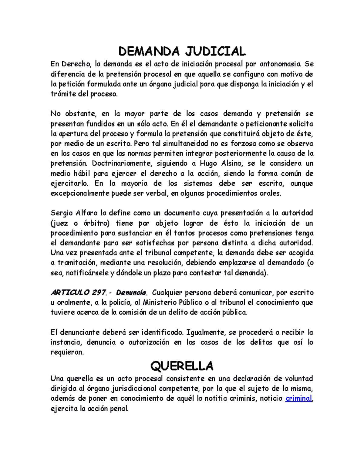 Conceptos Procesales - DEMANDA JUDICIAL En Derecho, la demanda es el ...