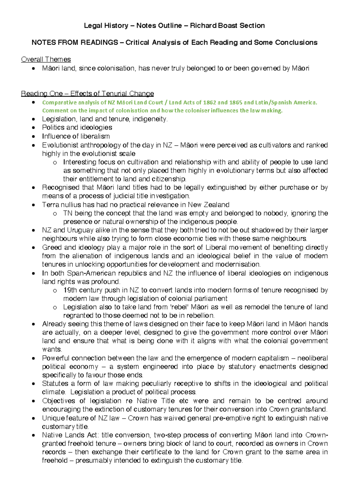 Legal History - Boast Section - Legal History – Notes Outline – Richard ...