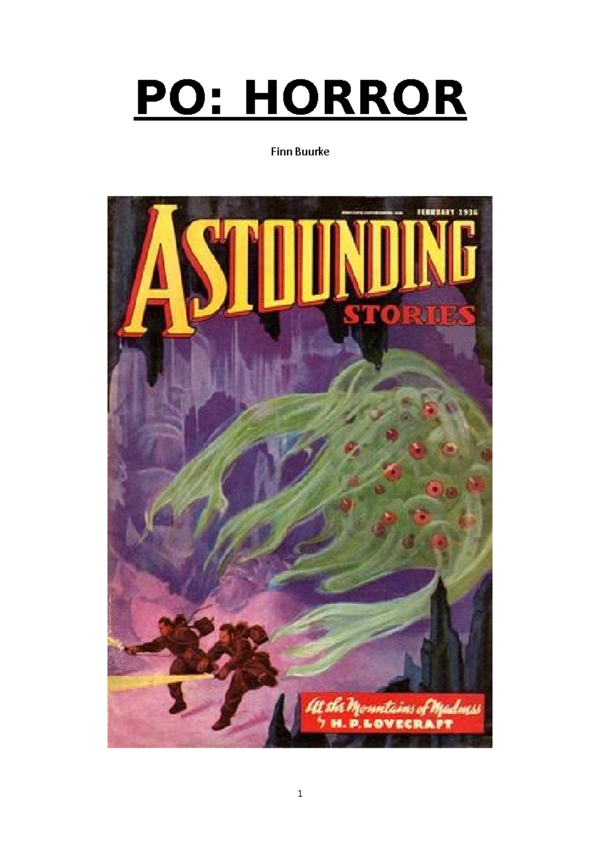 PO horror - PO: HORROR Finn Buurke Table of Contents: - Reading ...