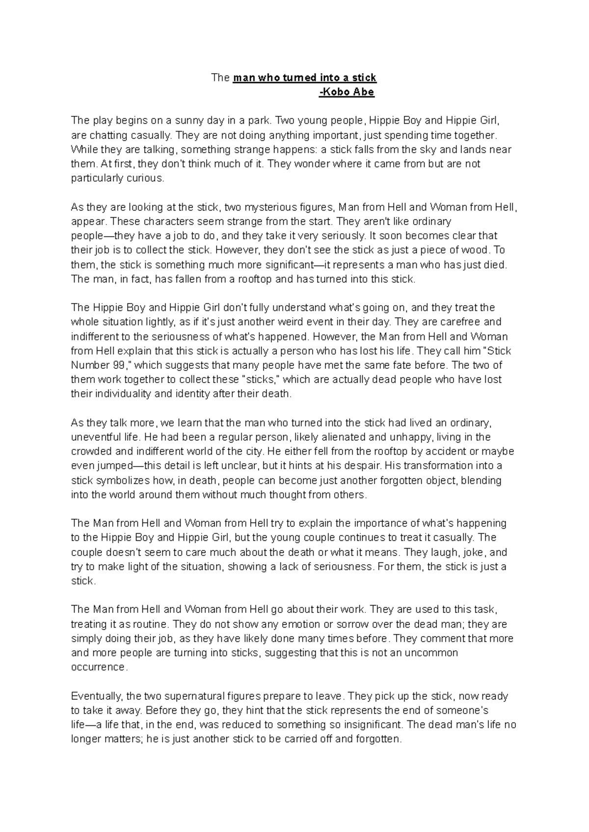 The man who turned into a stick - Two young people, Hippie Boy and ...