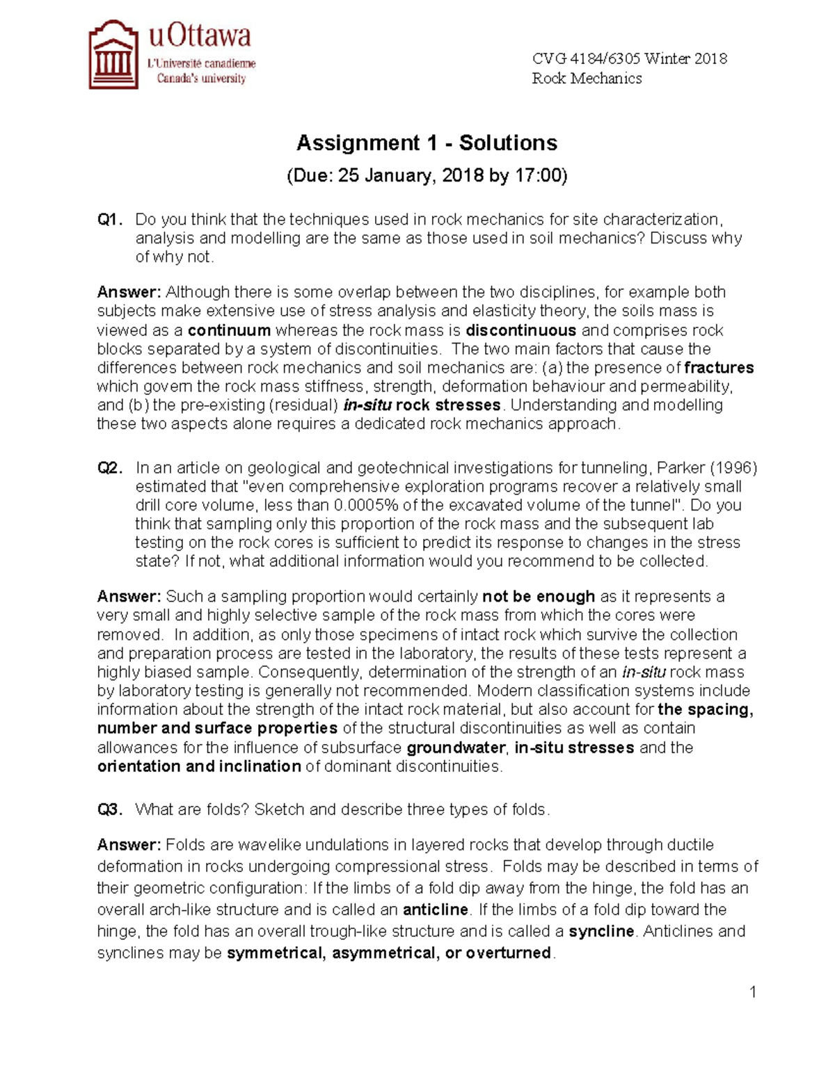 CVG4184 6305 W2018 Assignment 1 Solutions - Warning: TT: undefined function: 32 Rock Mechanics ...