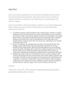 ELM 210 Topic 4 DQ 2 - course work - Topic 4 DQ 2 Learning stations or ...