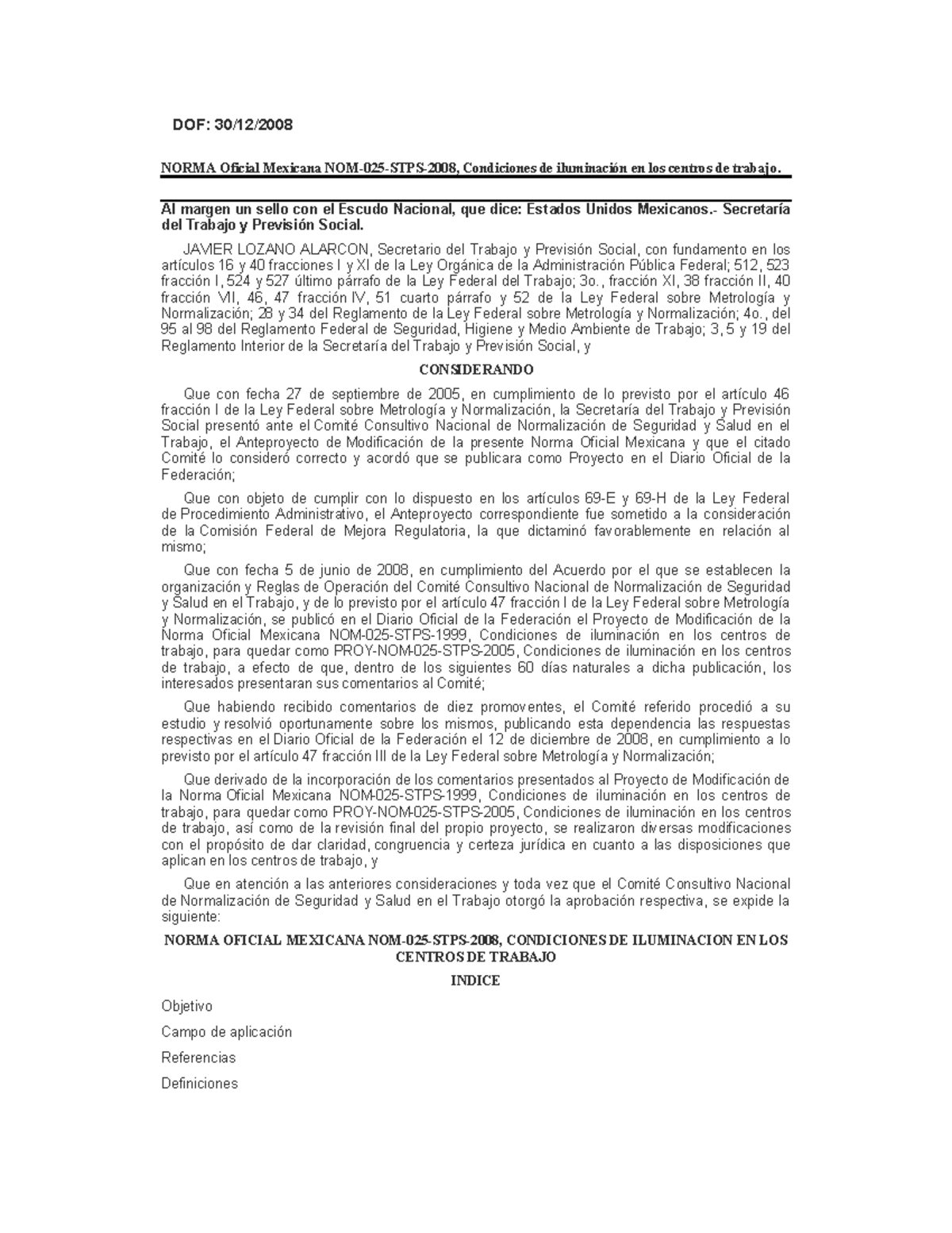 585082770 NOM 025 STPS 2008 Condiciones de iluminacion en los centros ...