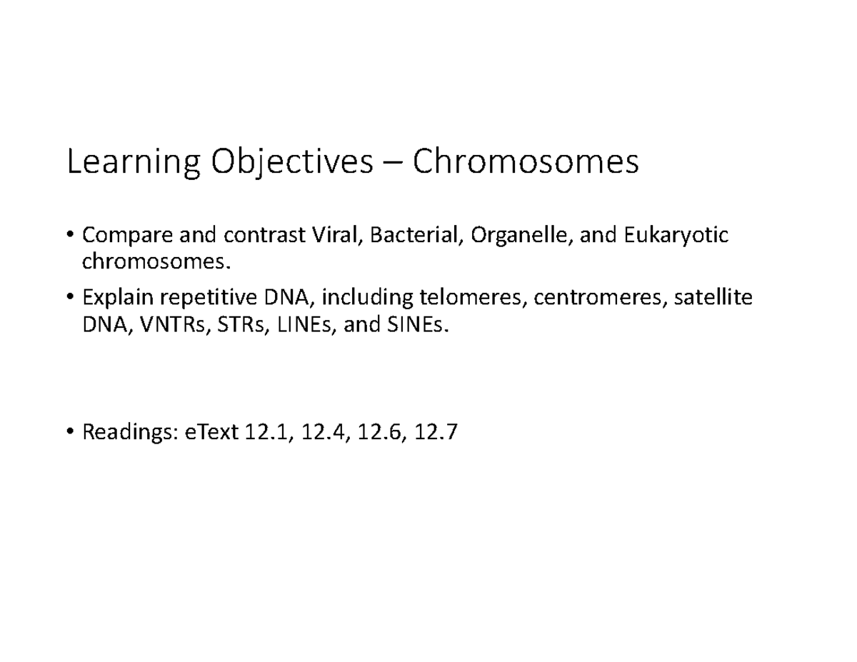 Note Genetics Section 1 (Chromosomes) - Learning Objectives ...