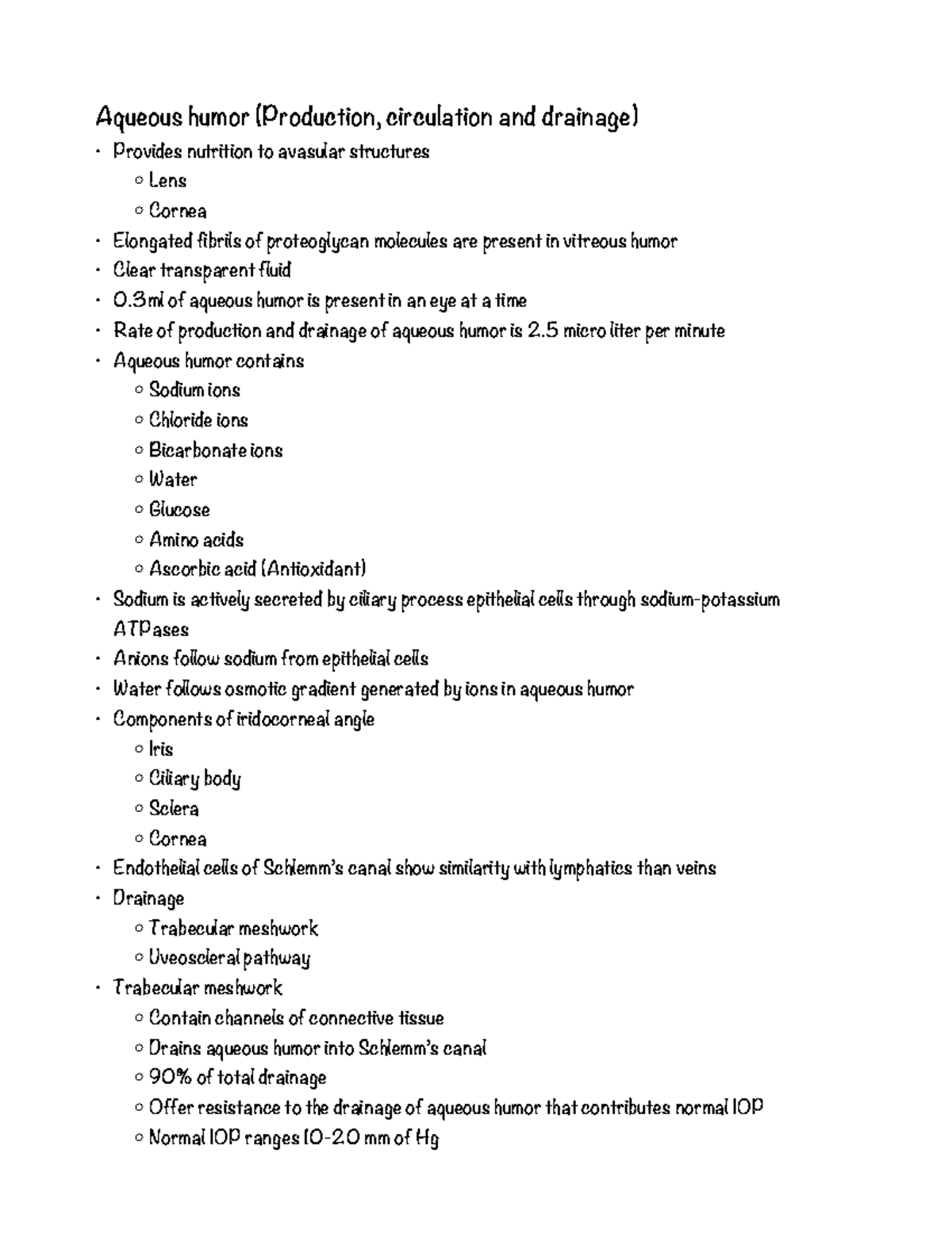 Eye physiology - NOTES ON AQUEOUS HUMOR - Aqueous humor (Production ...