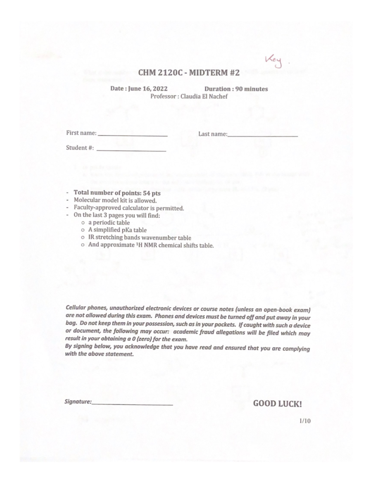 Student Doc - 2022S-Midterm 2-key - CHM2120 - Studocu