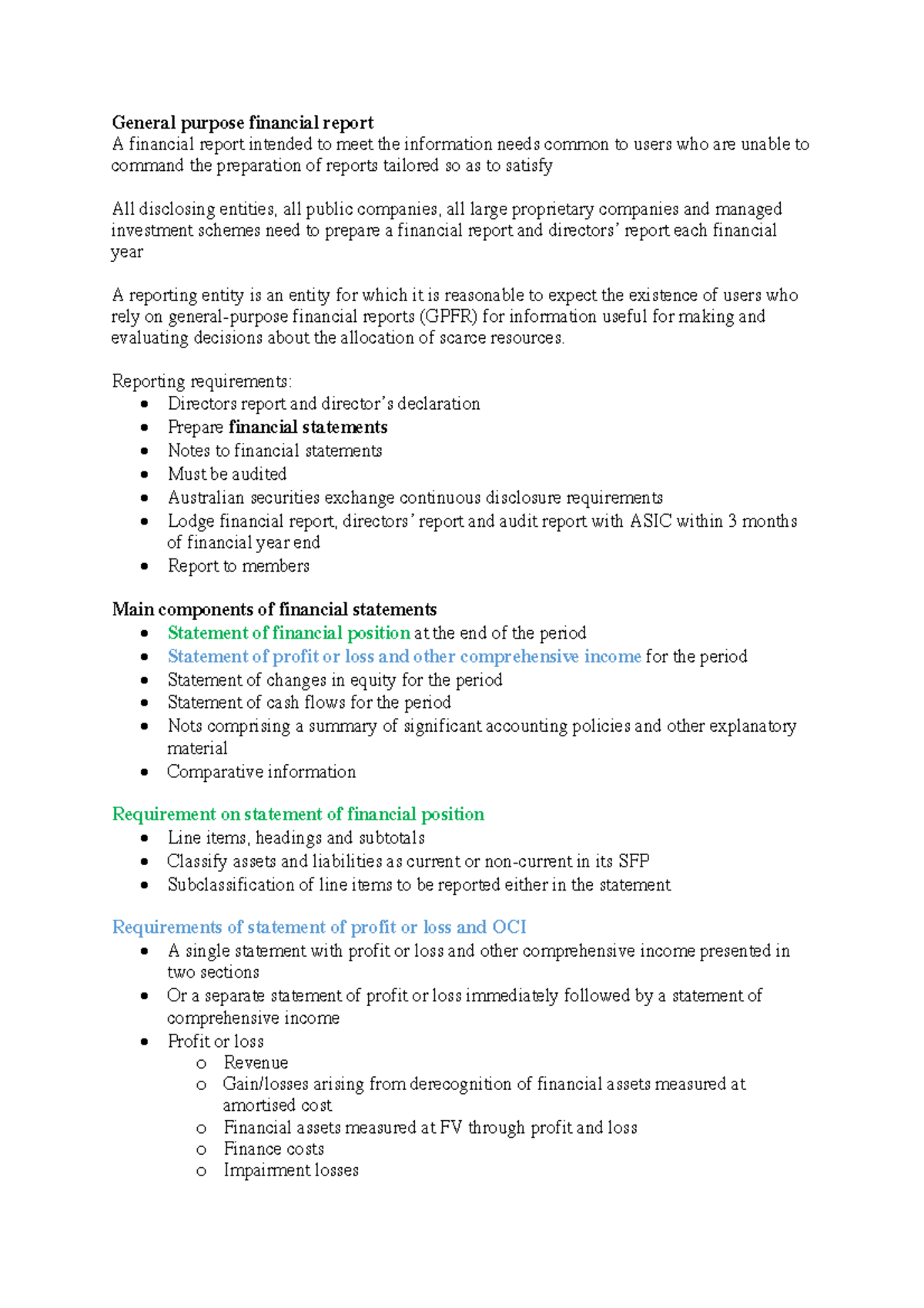 Topic 1 - Lecture notes 1 - General purpose financial report A ...