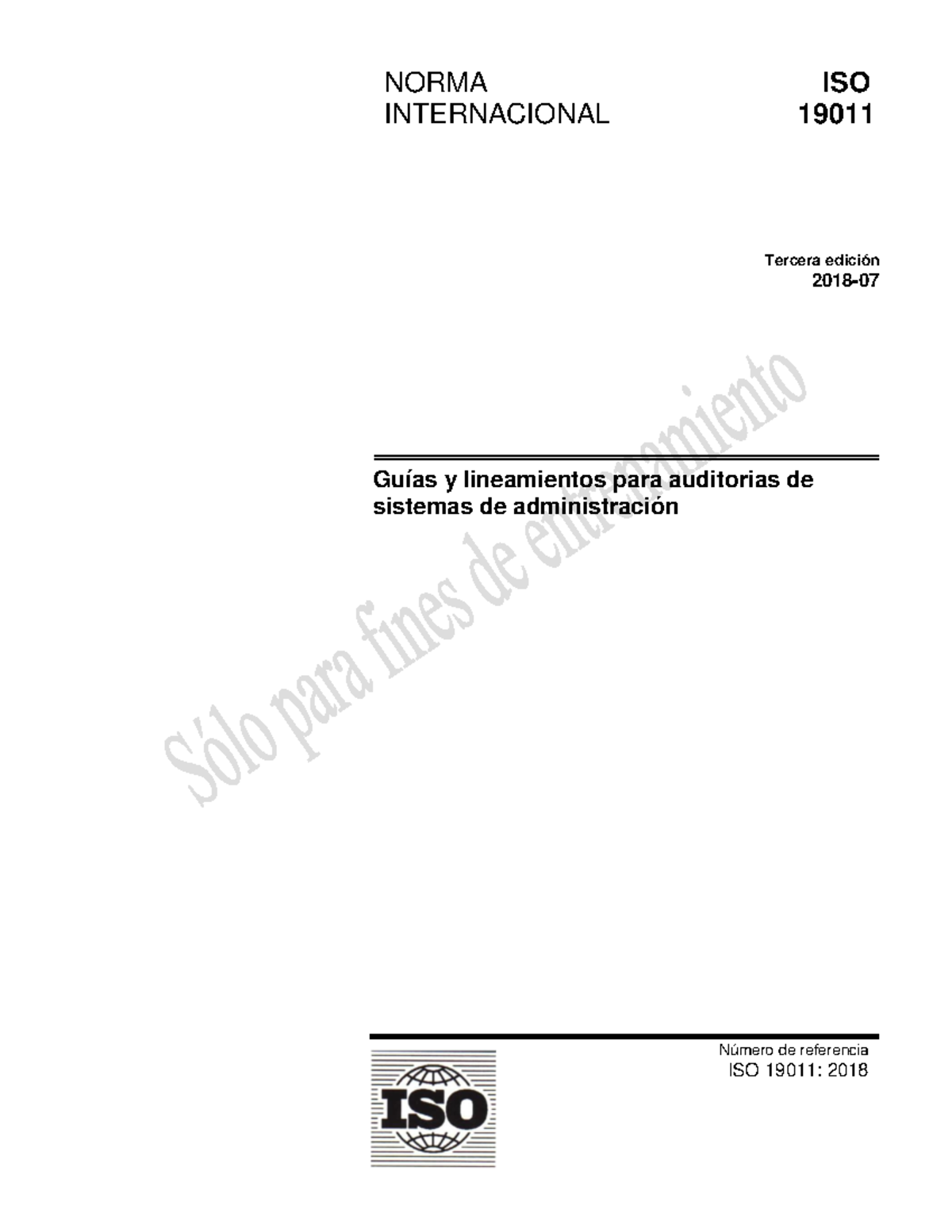 Norma ISO 19011 2018 version libre capacitacion - Número de referencia ISO 19011: 2018 NORMA ISO ...