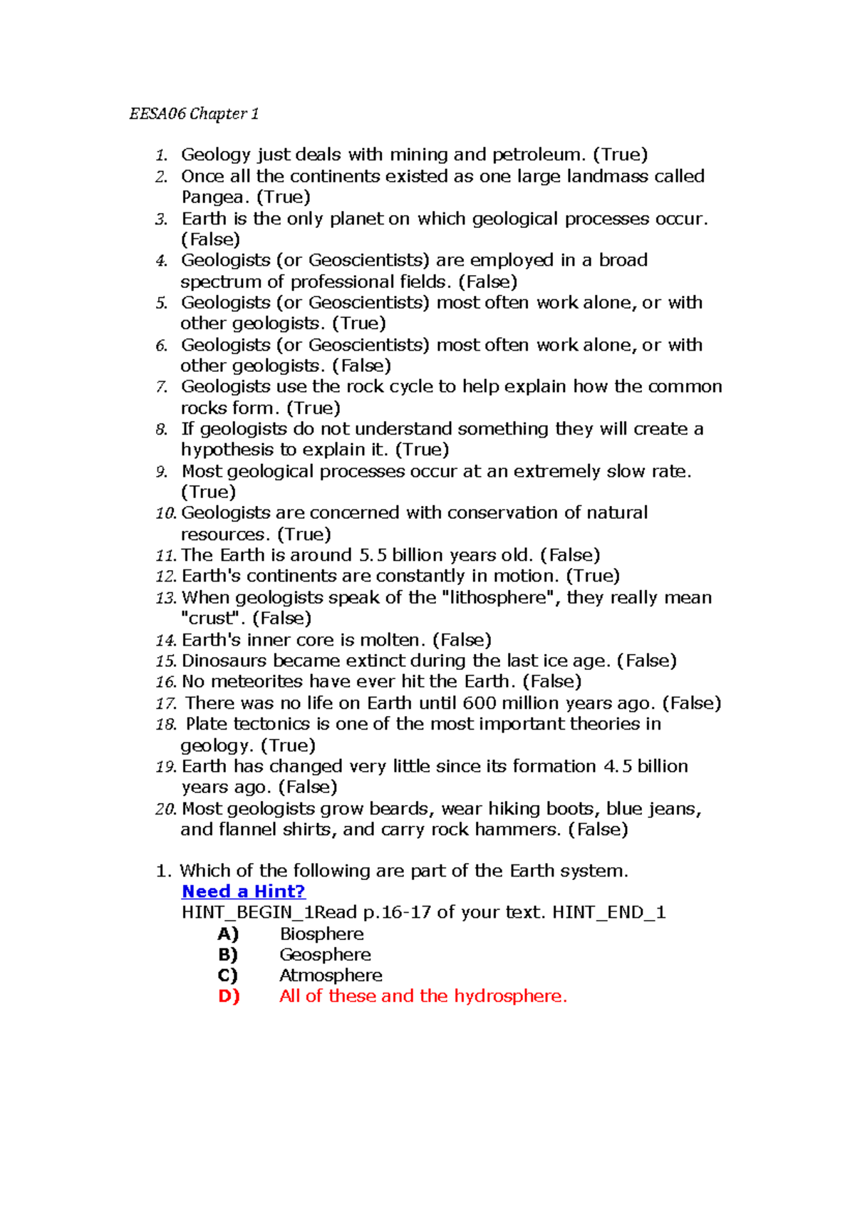 Eesa06 Chapter 1 Lecture Notes 1 Eesa06 Chapter 1 1 Geology Just Deals With Mining And 
