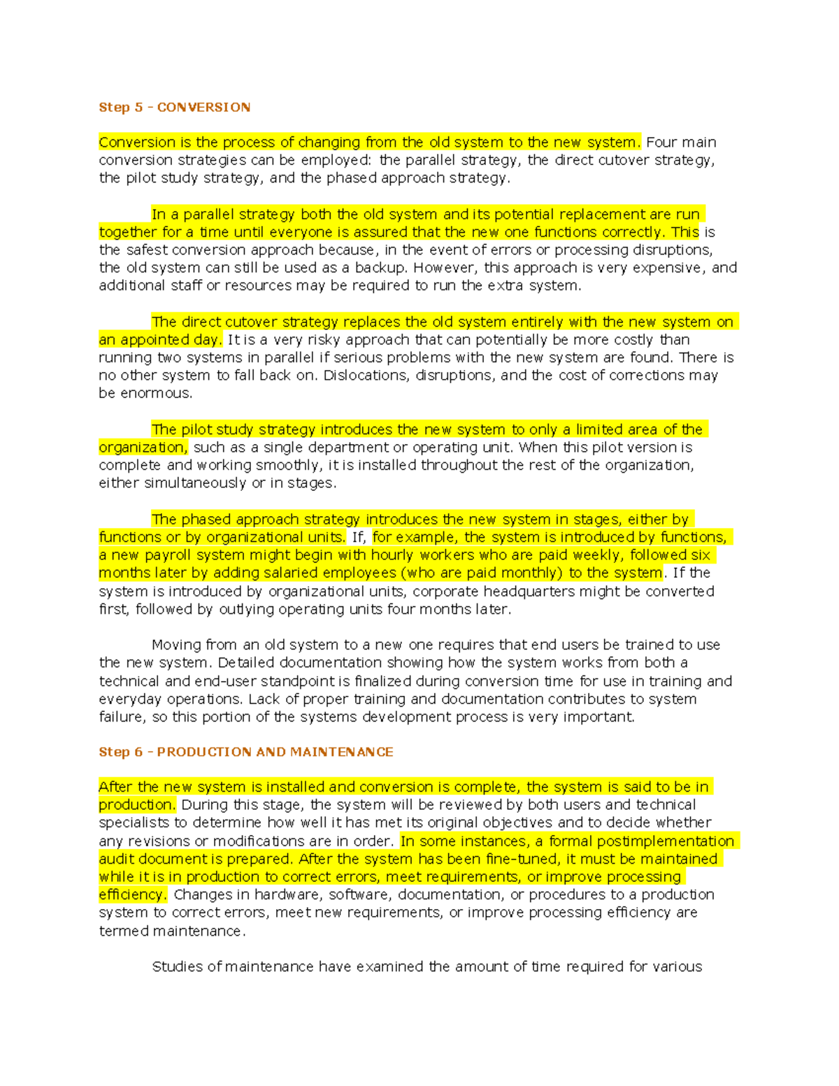 Step 5 and step 6 of developing a mis - Step 5 - CONVERSION Conversion ...