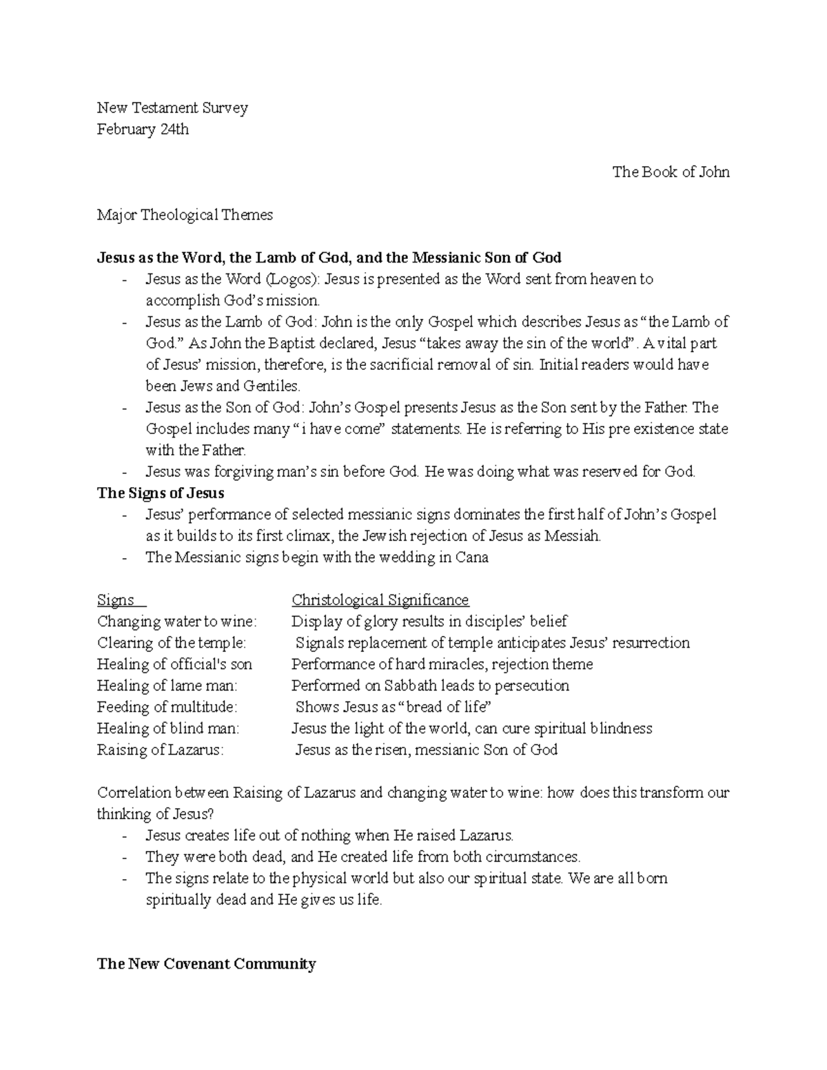 Bible 110 - Lecture notes 1 - New Testament Survey February 24th The ...