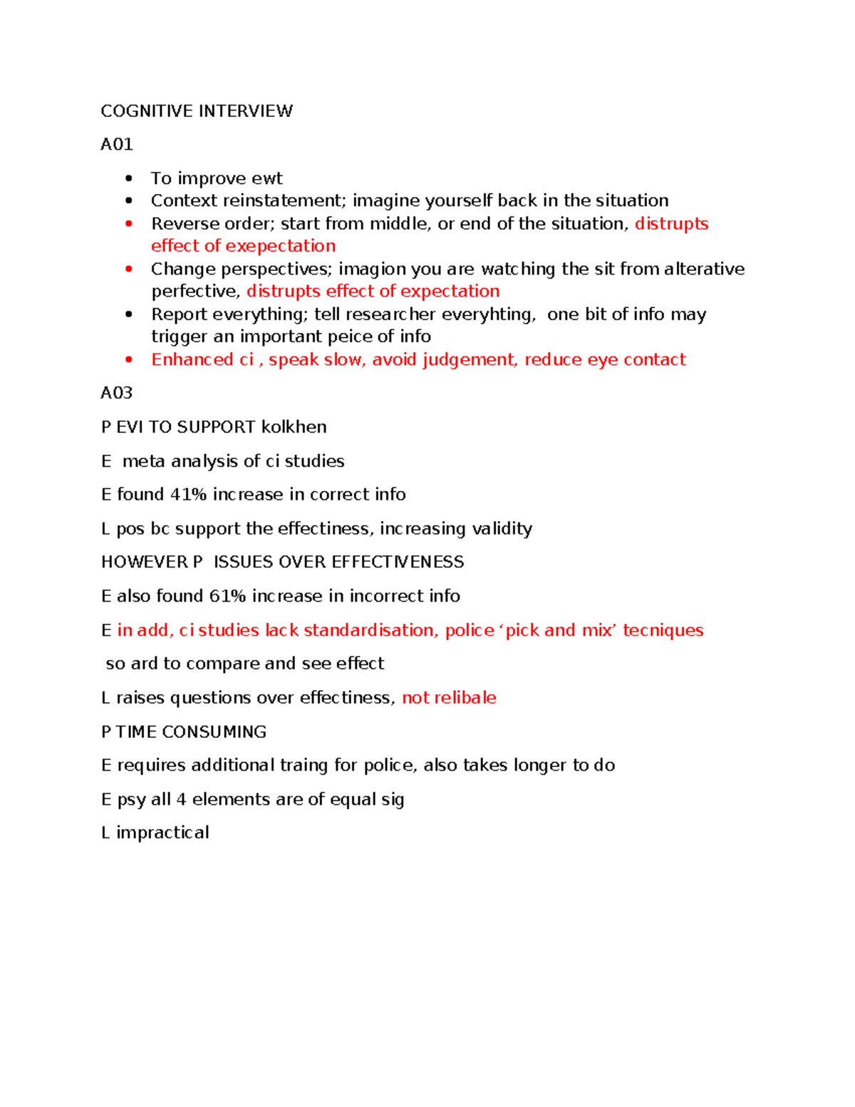 Cognitive Interview - plan from a predicted a student , may be some ...