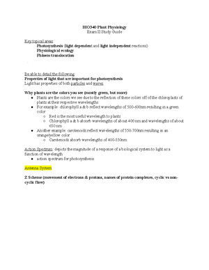 Exam1 Study Guide-1 - Dr. Lori Sutter - BIO340 (Plant Physiology ...