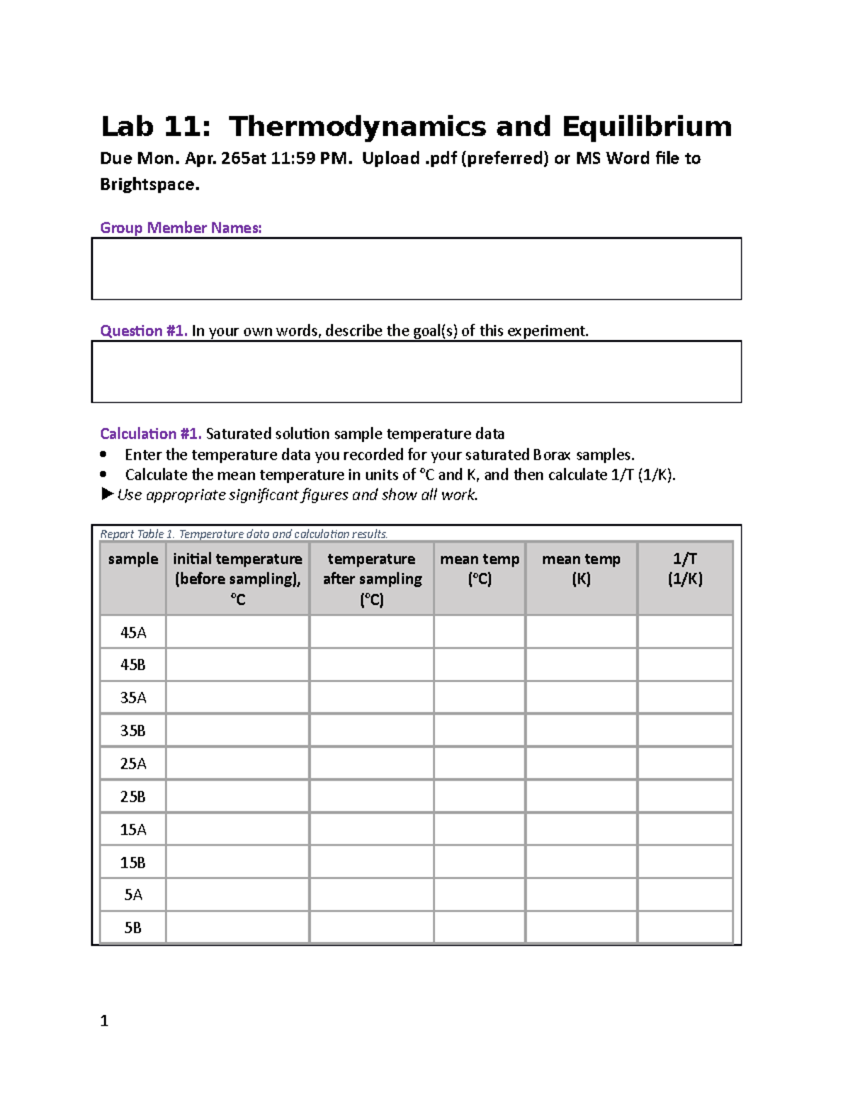 Report FORM Lab 11 - Thermodynamics and Equilibrium SP22 - Lab 11 ...