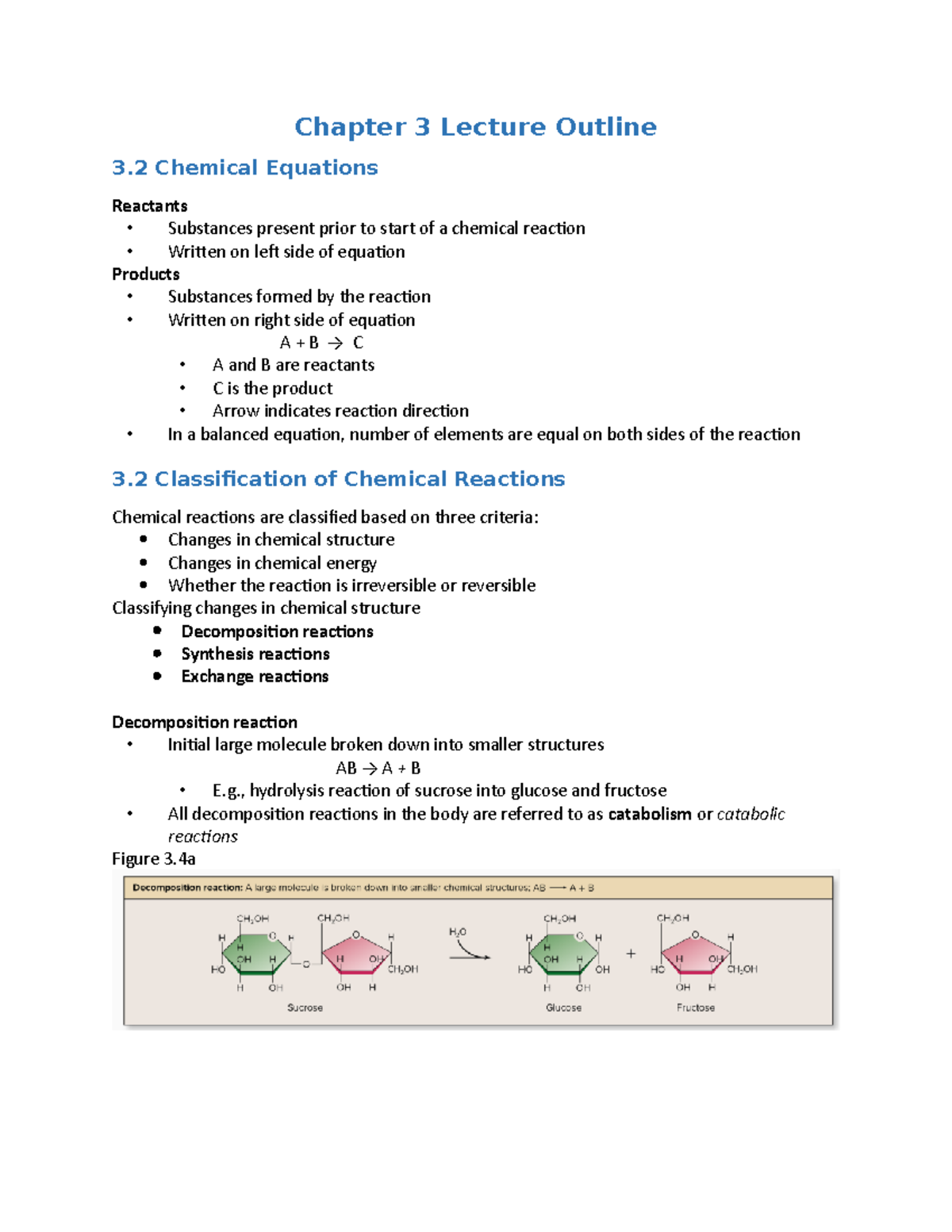 Chapter 3 Study Guide - Chapter 3 Lecture Outline 3 Chemical Equations ...
